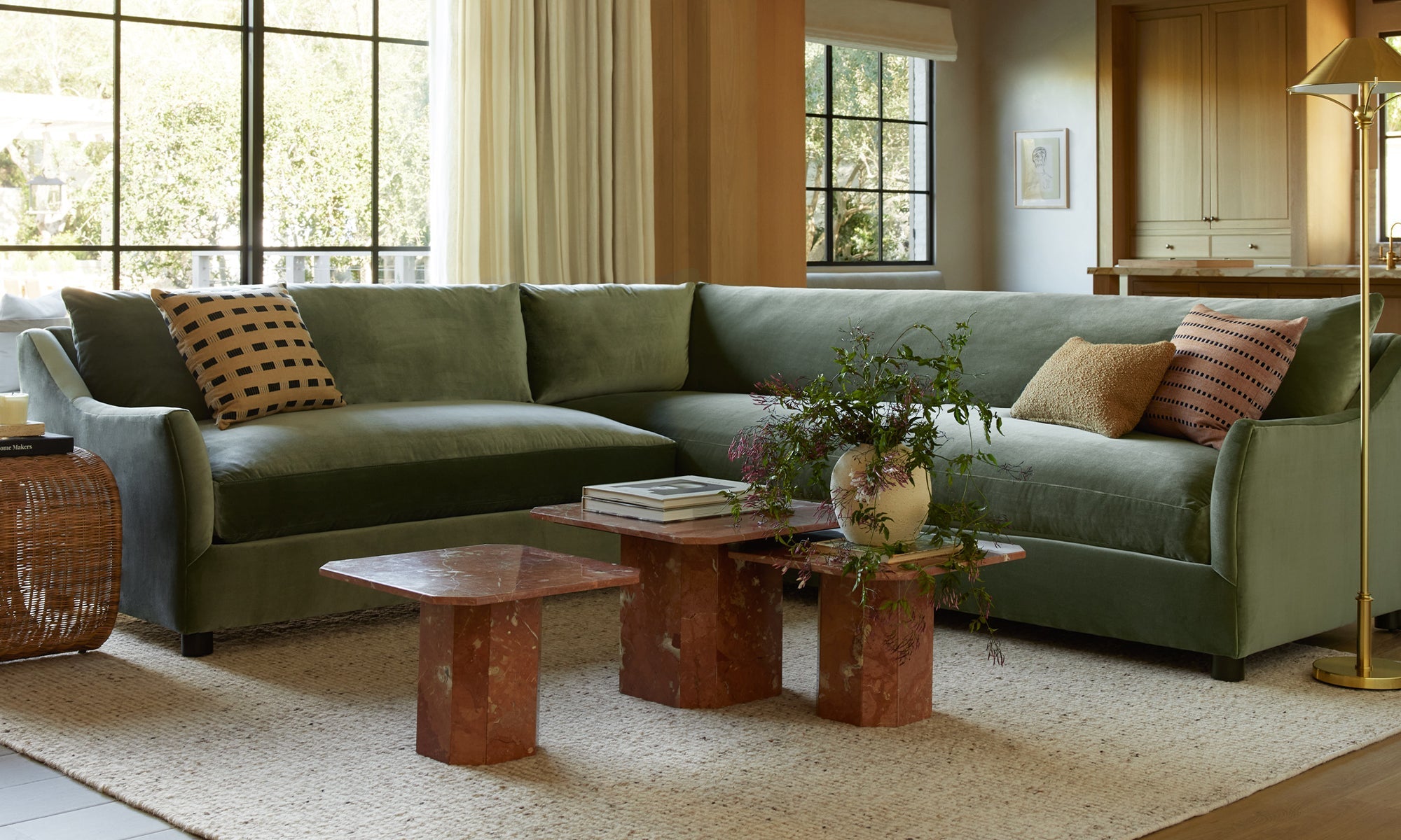 Dimensional + Mixed Material Living Room Look