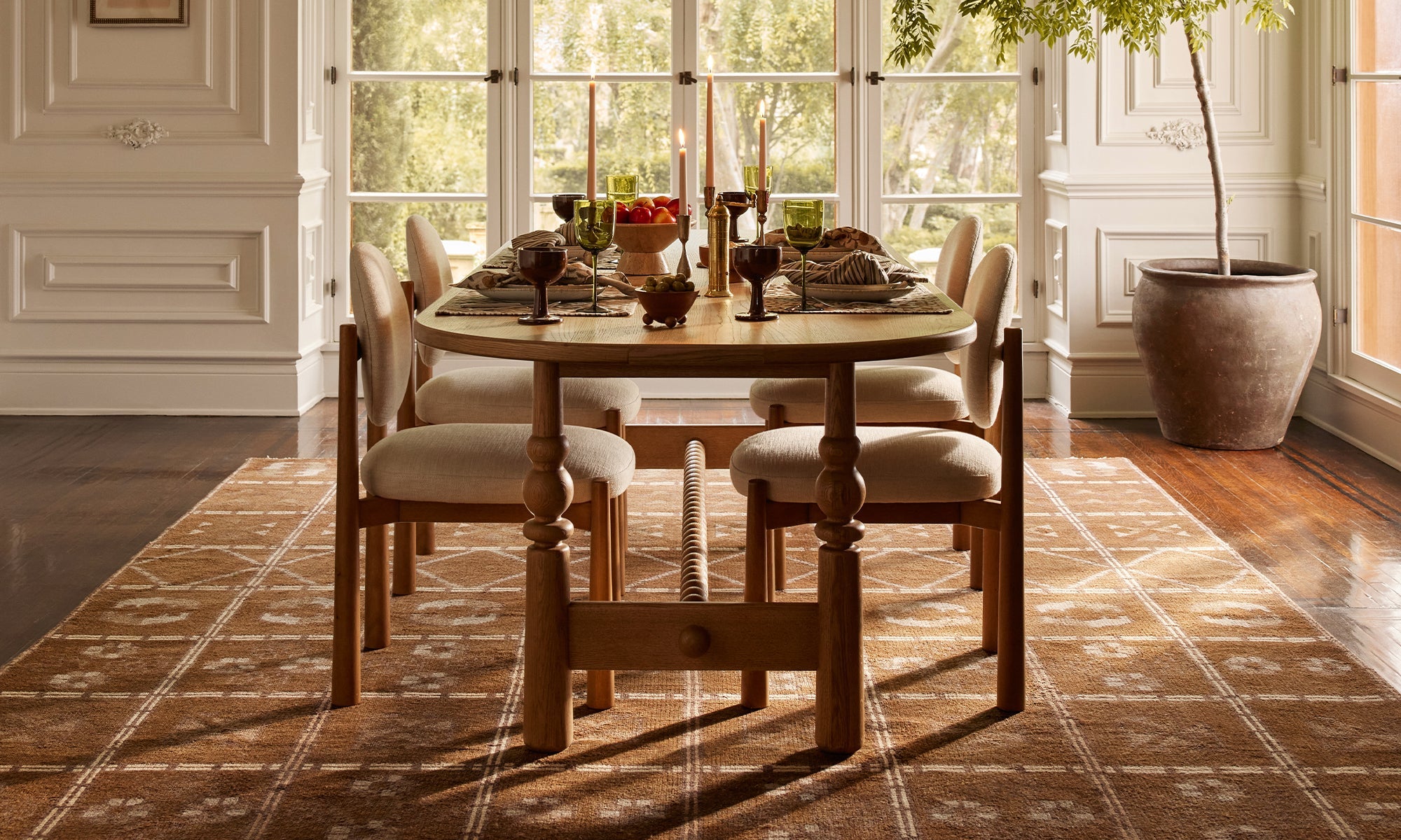A Warm + Golden Modern Dining Room Look
