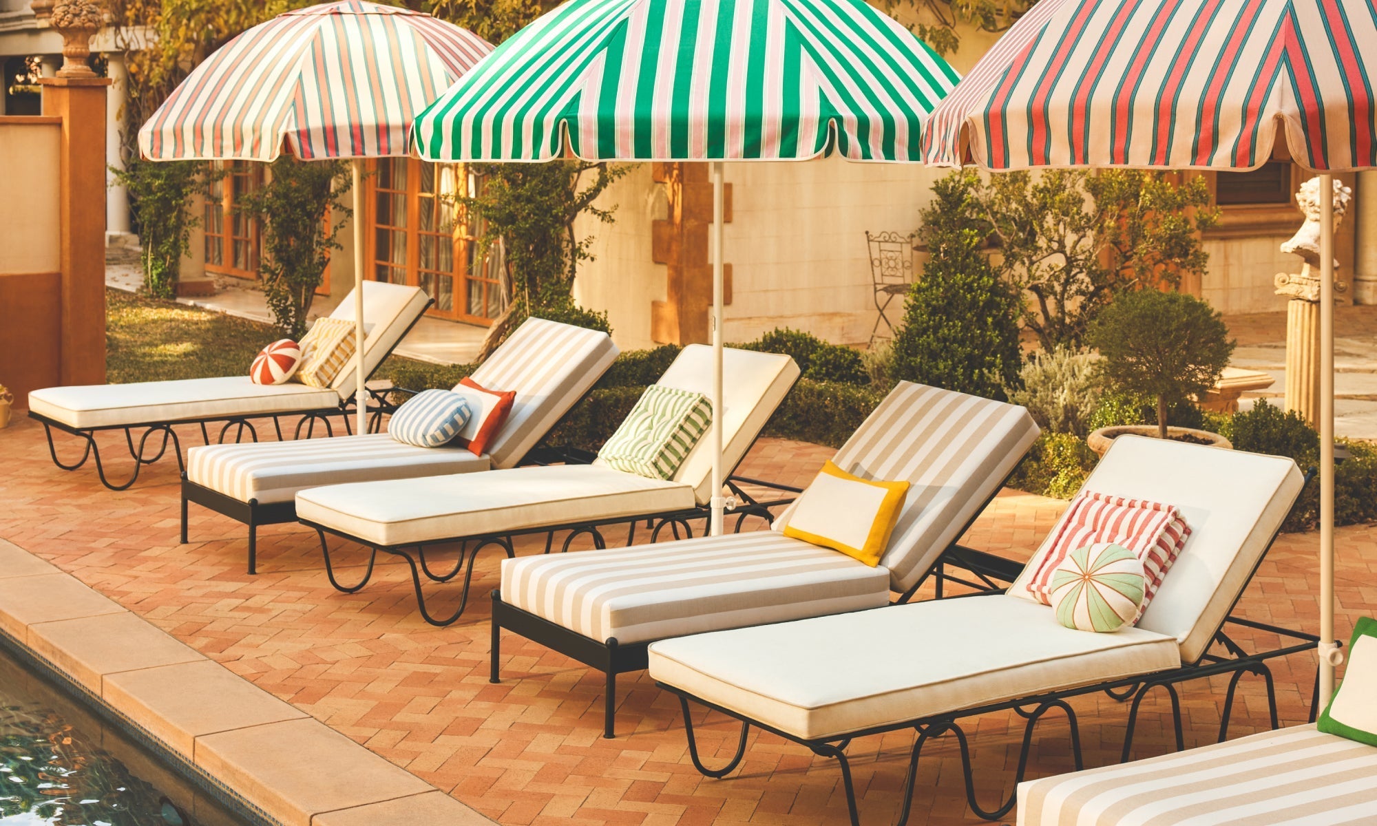 Striped + Colorful Poolside Lounge Inspiration