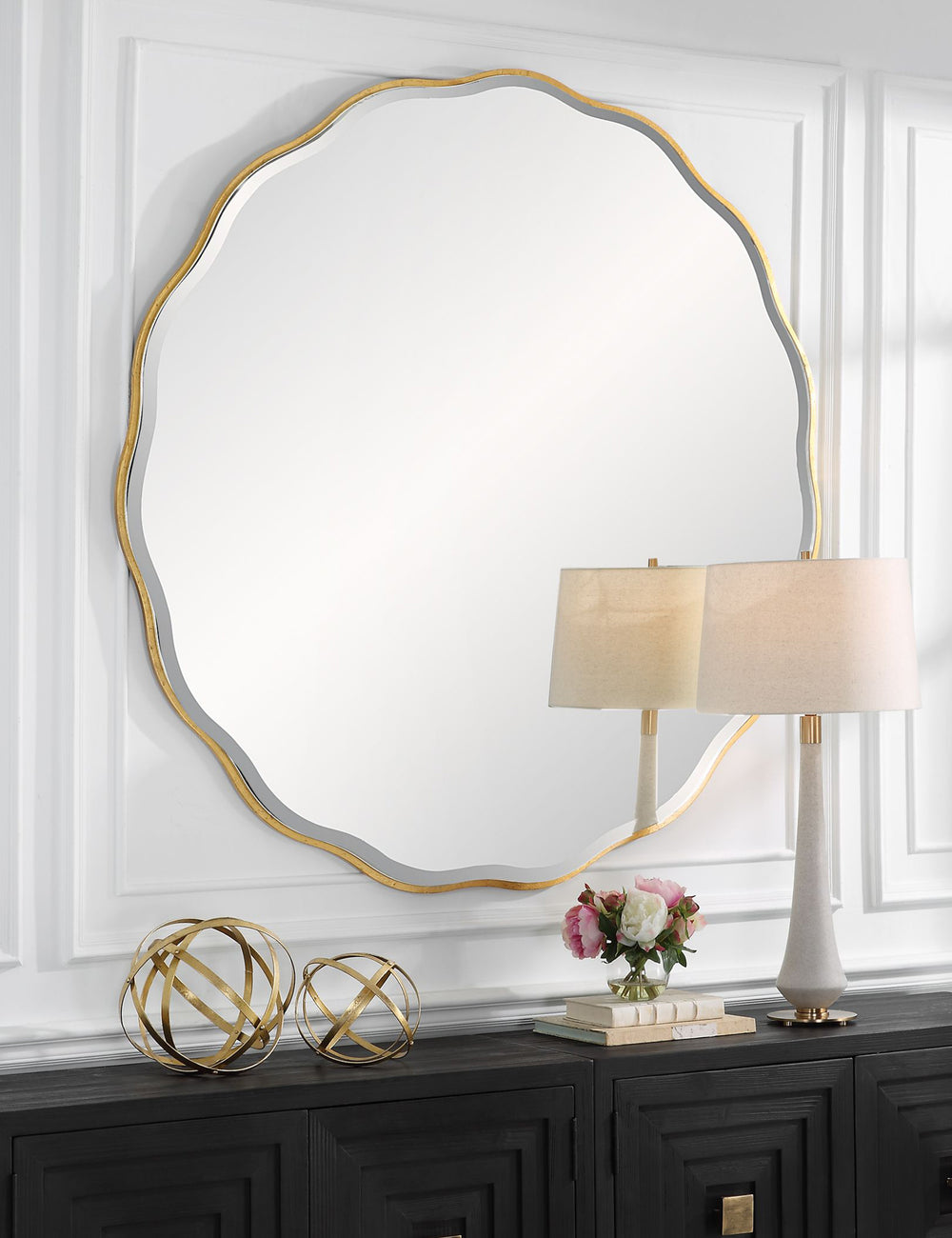 Ondine Scalloped Round Mirror