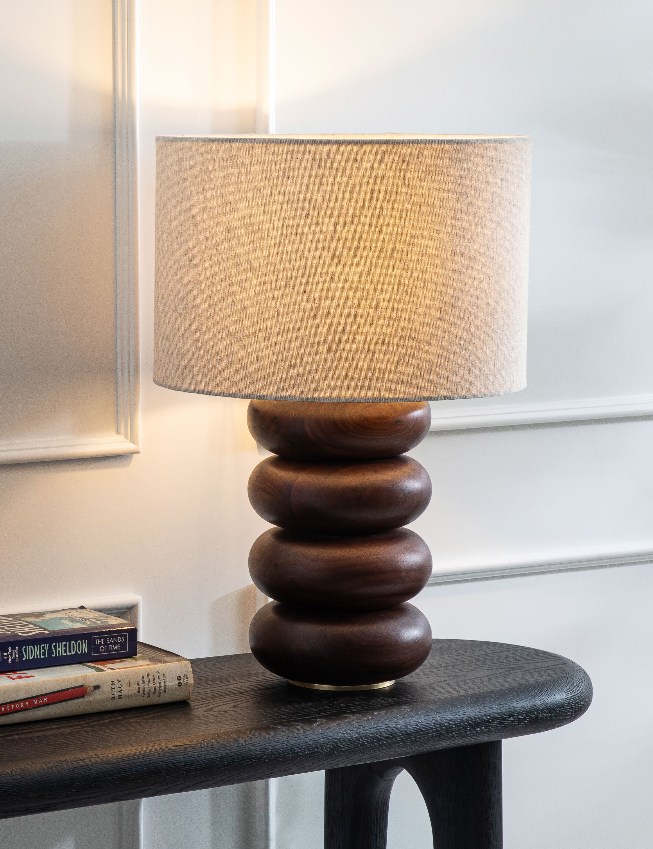Linus Sculptural Wood Table Lamp