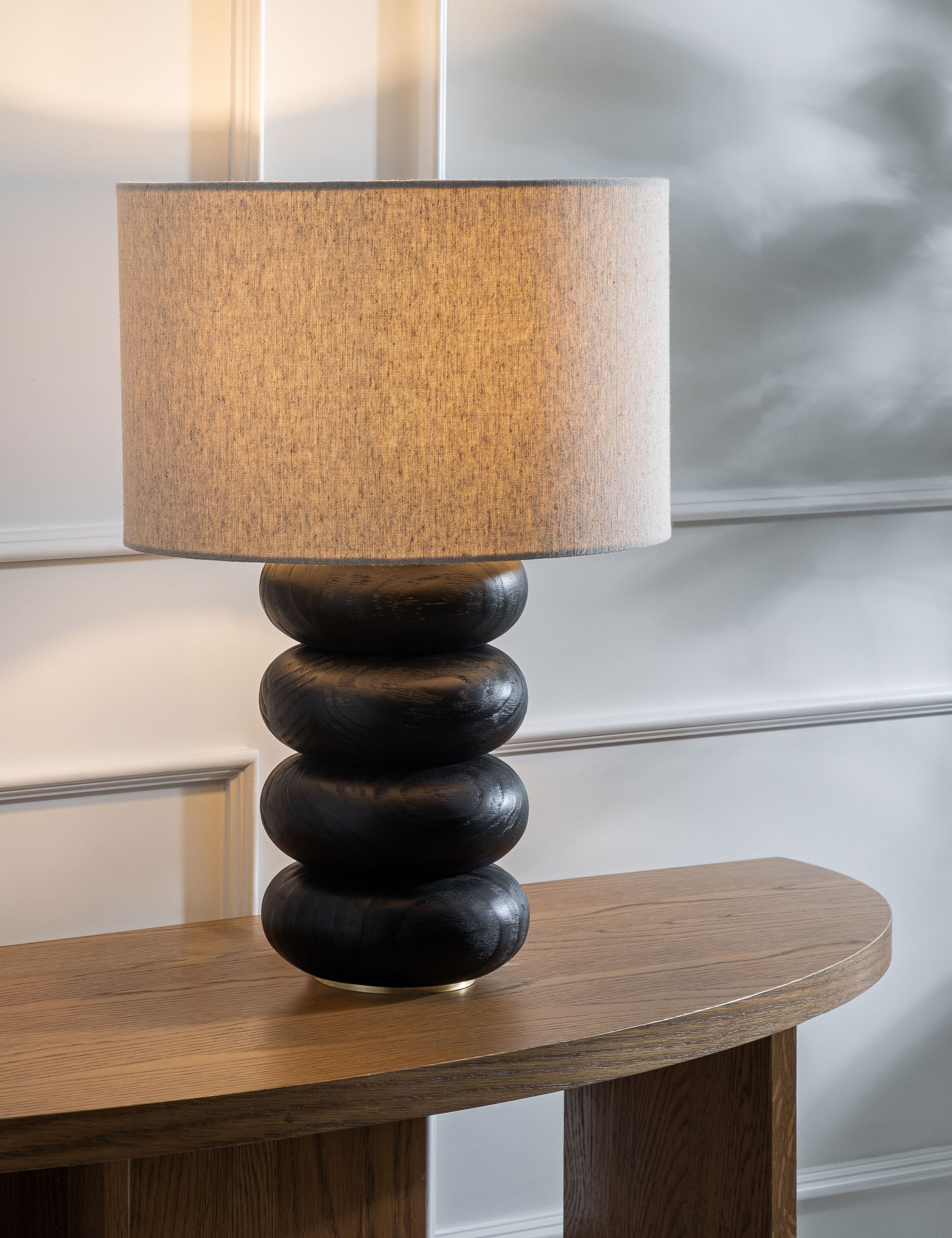 Linus Sculptural Wood Table Lamp