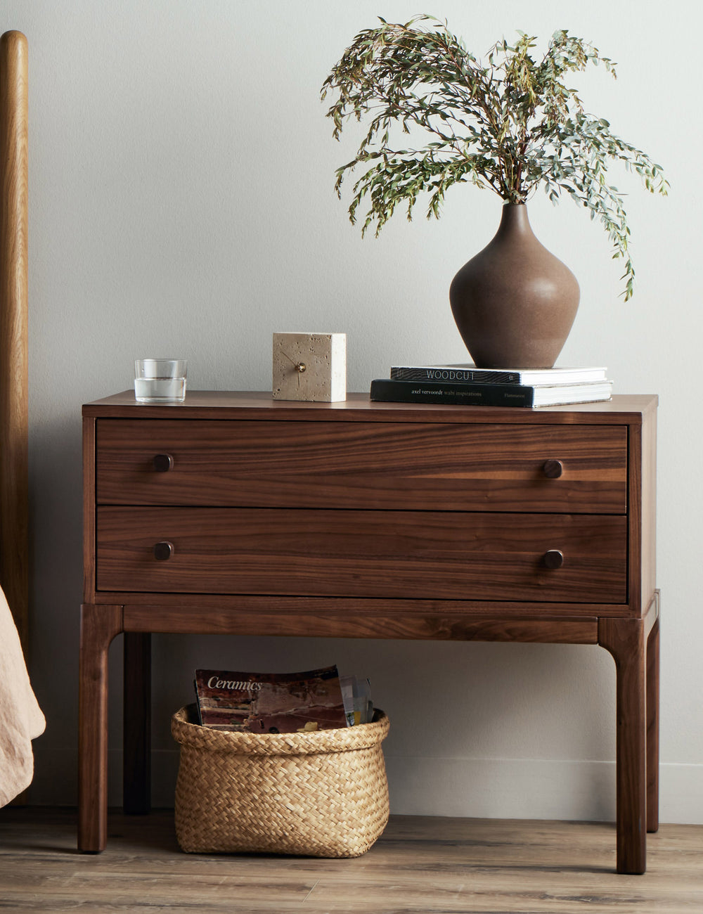Cameron Wide Walnut Nightstand