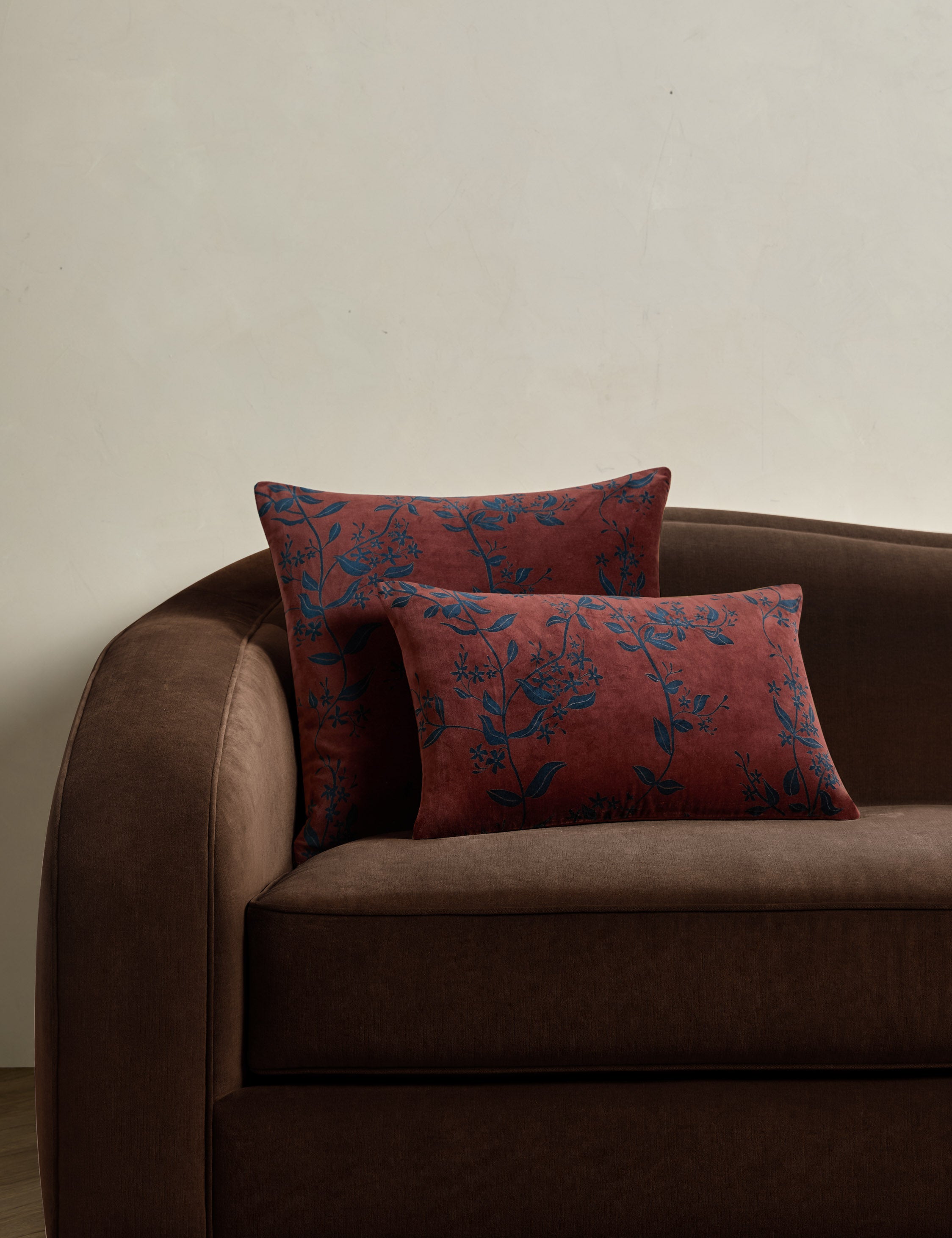 Carmine Velvet Floral Pillow