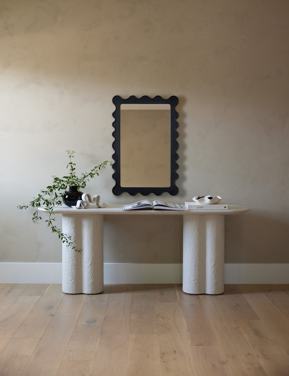 Sarah Sherman Samuel Ripple Oak Wood Framed Mirror