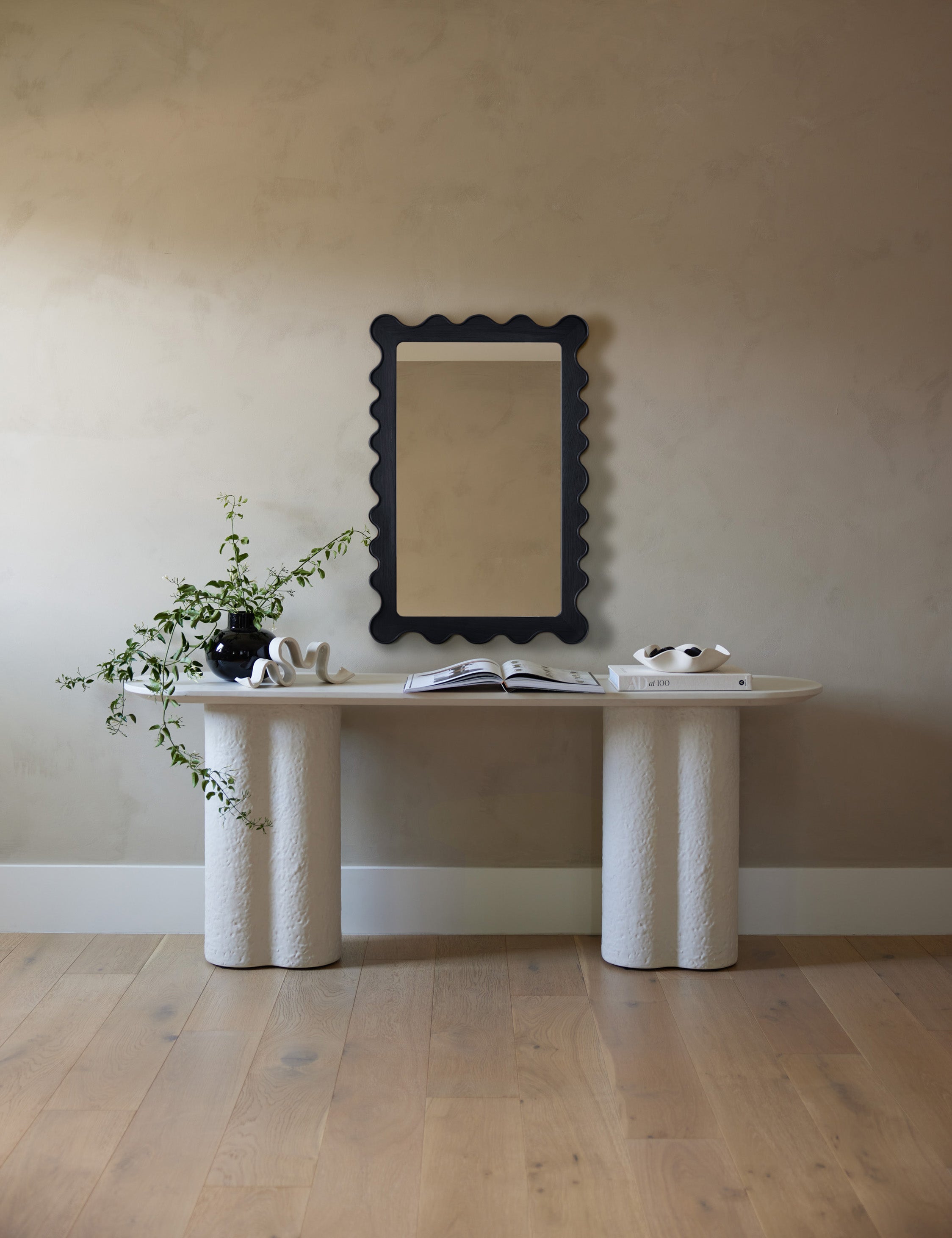 Sarah Sherman Samuel Ripple Oak Wood Framed Mirror