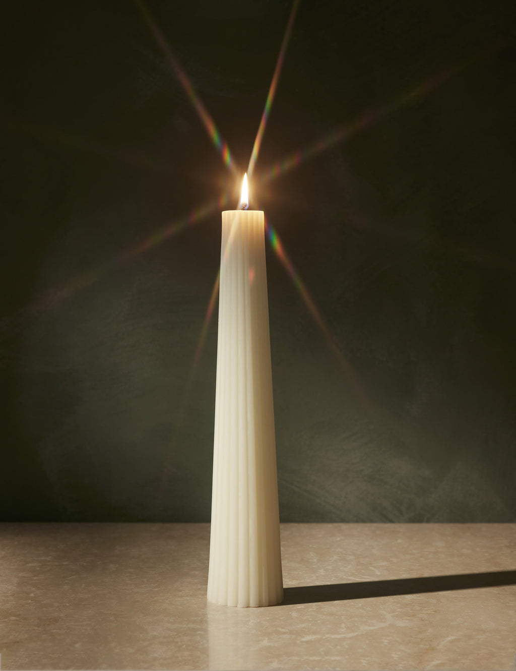 Fluted Pillar Beeswax Candle by Greentree Home