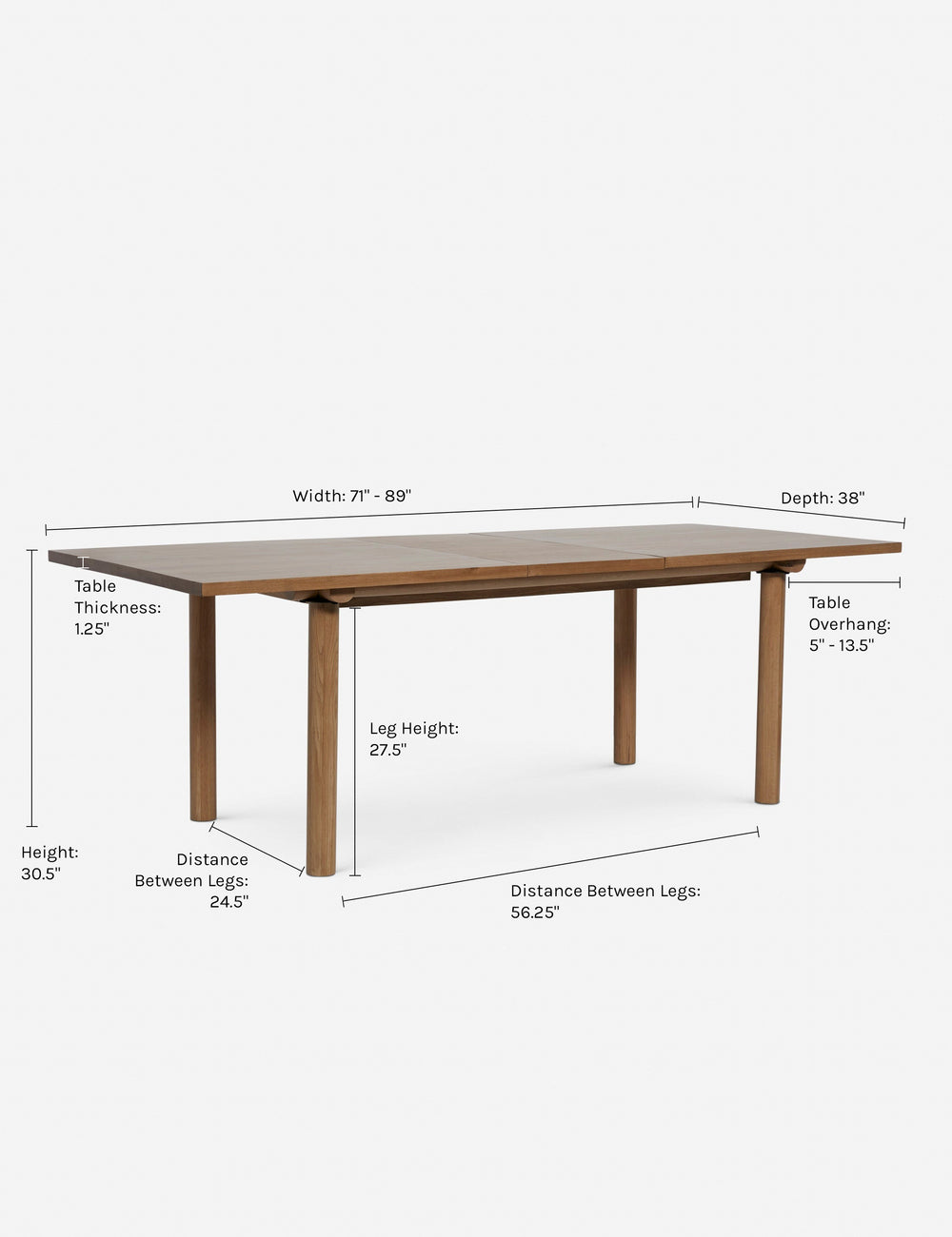 Hewitt Extendable Oak Wood Dining Table