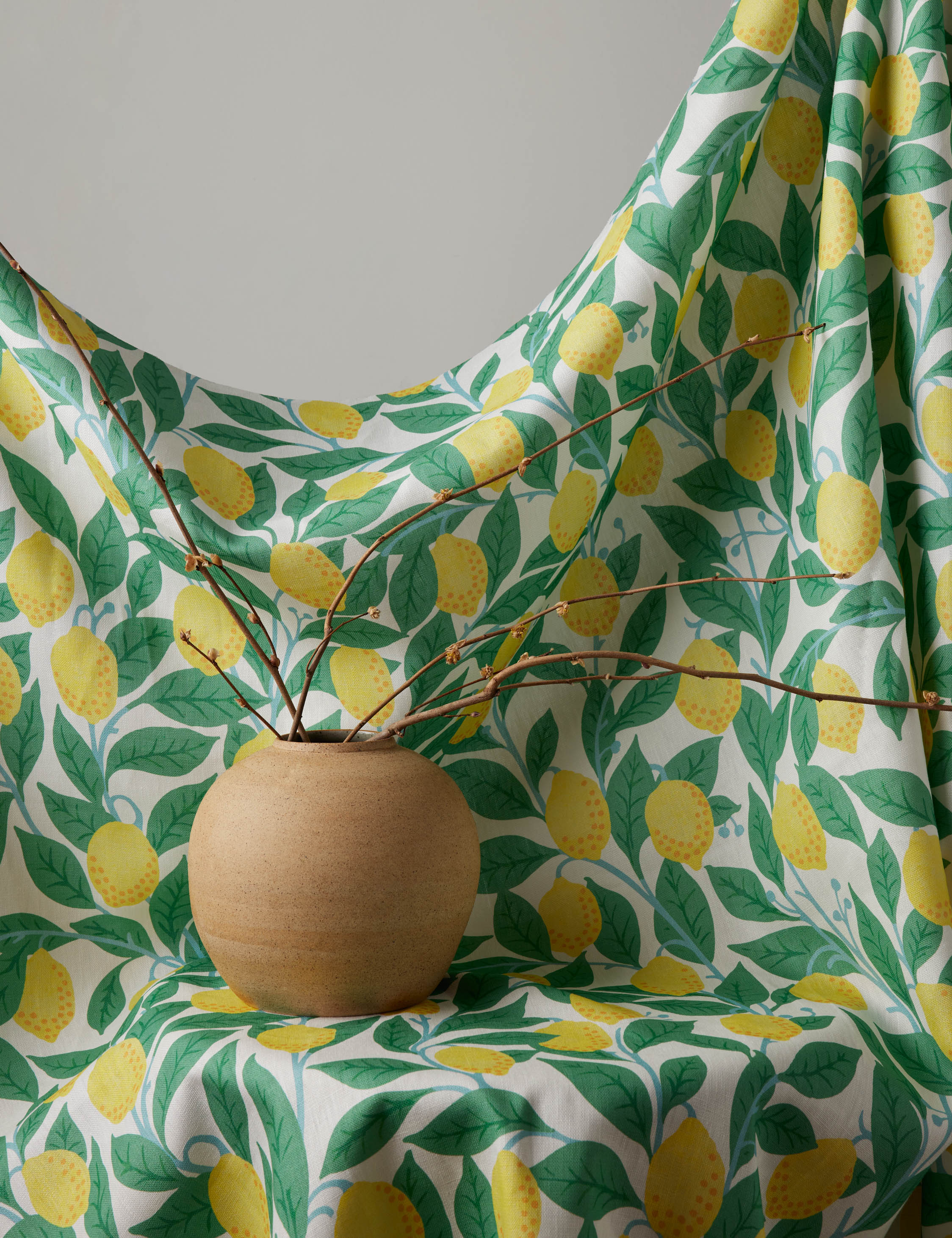 Lemons on Natural on Linen by Nathan Turner