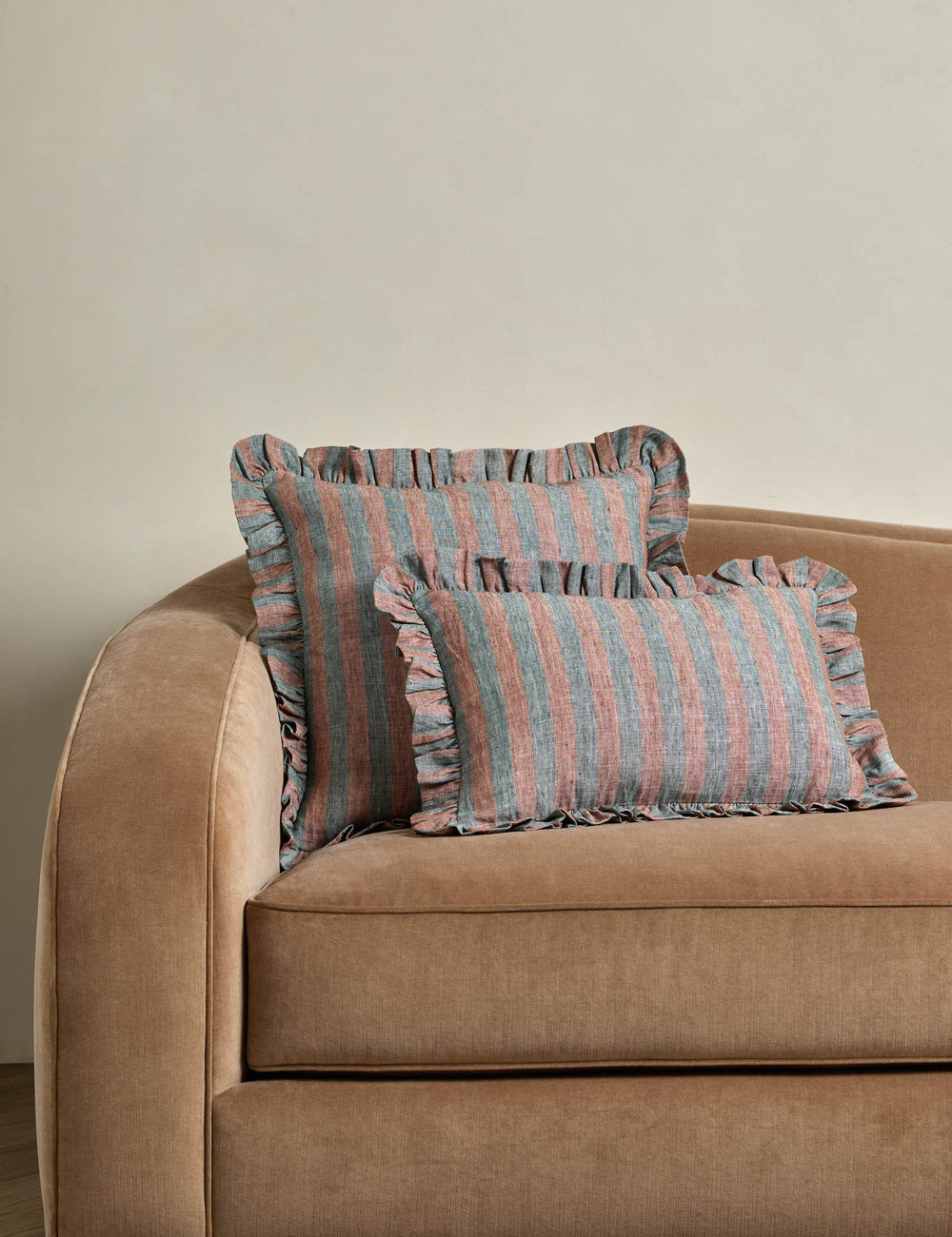 Amaroso Striped Linen Ruffle Pillow