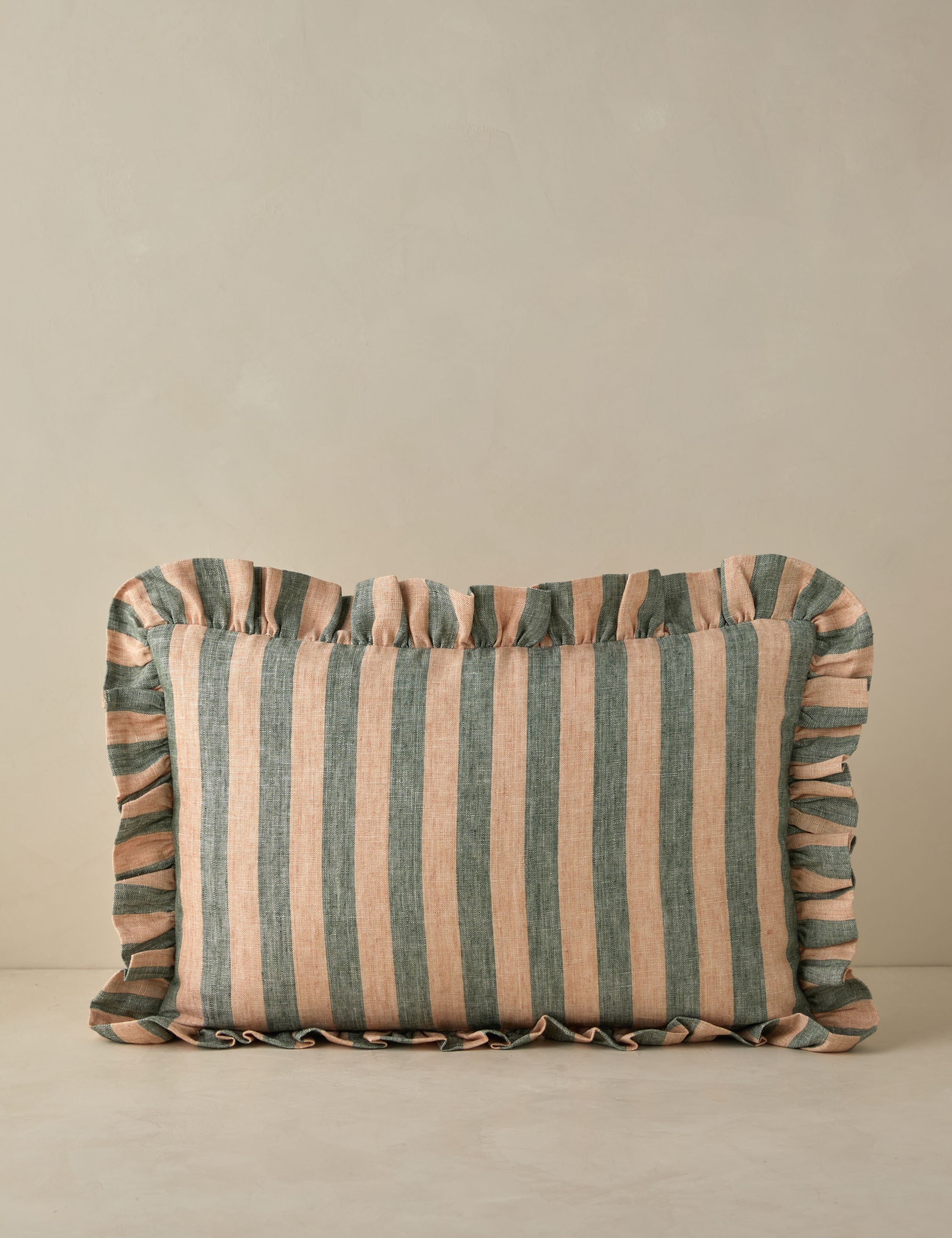 Amaroso Striped Linen Ruffle Pillow