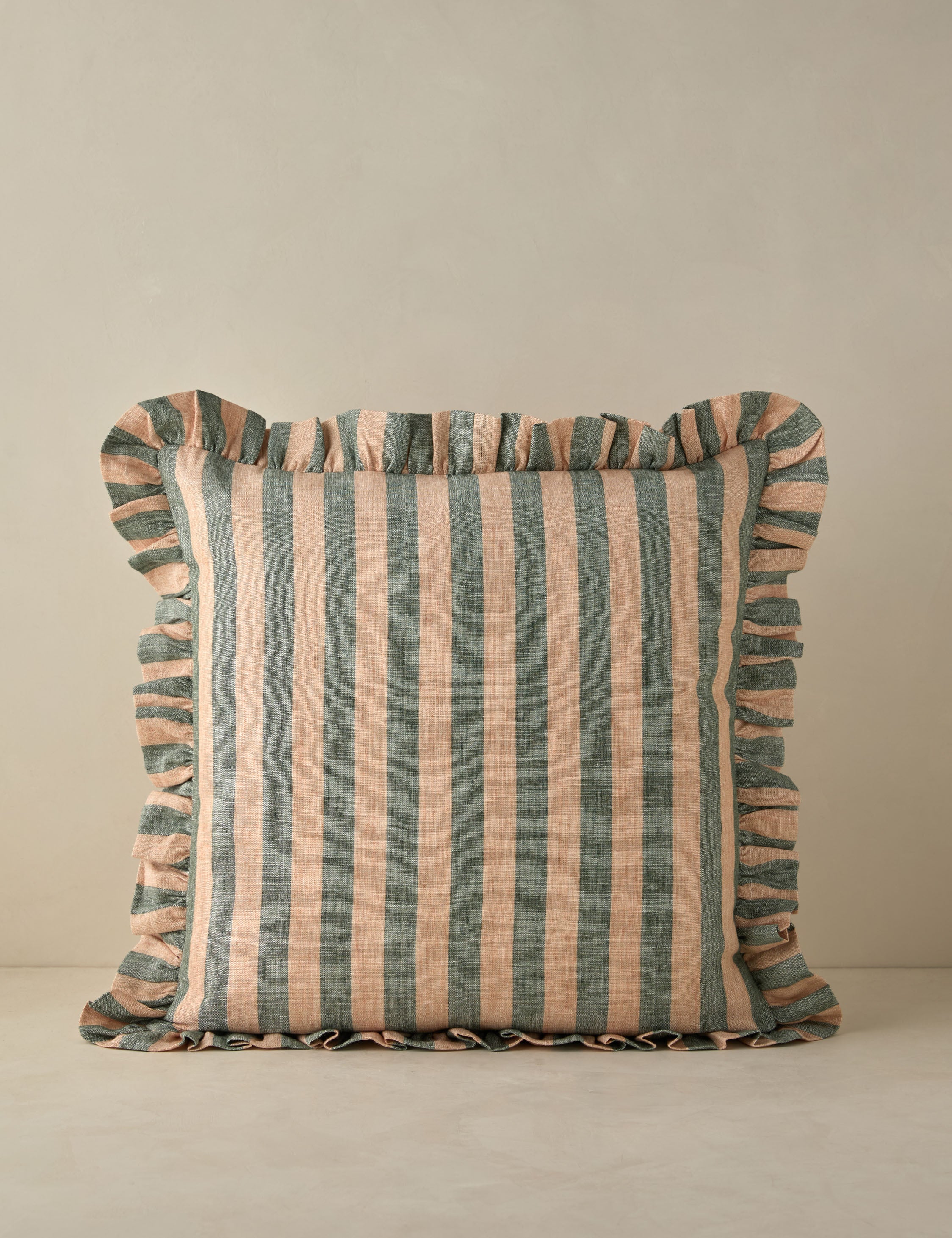 Amaroso Striped Linen Ruffle Pillow