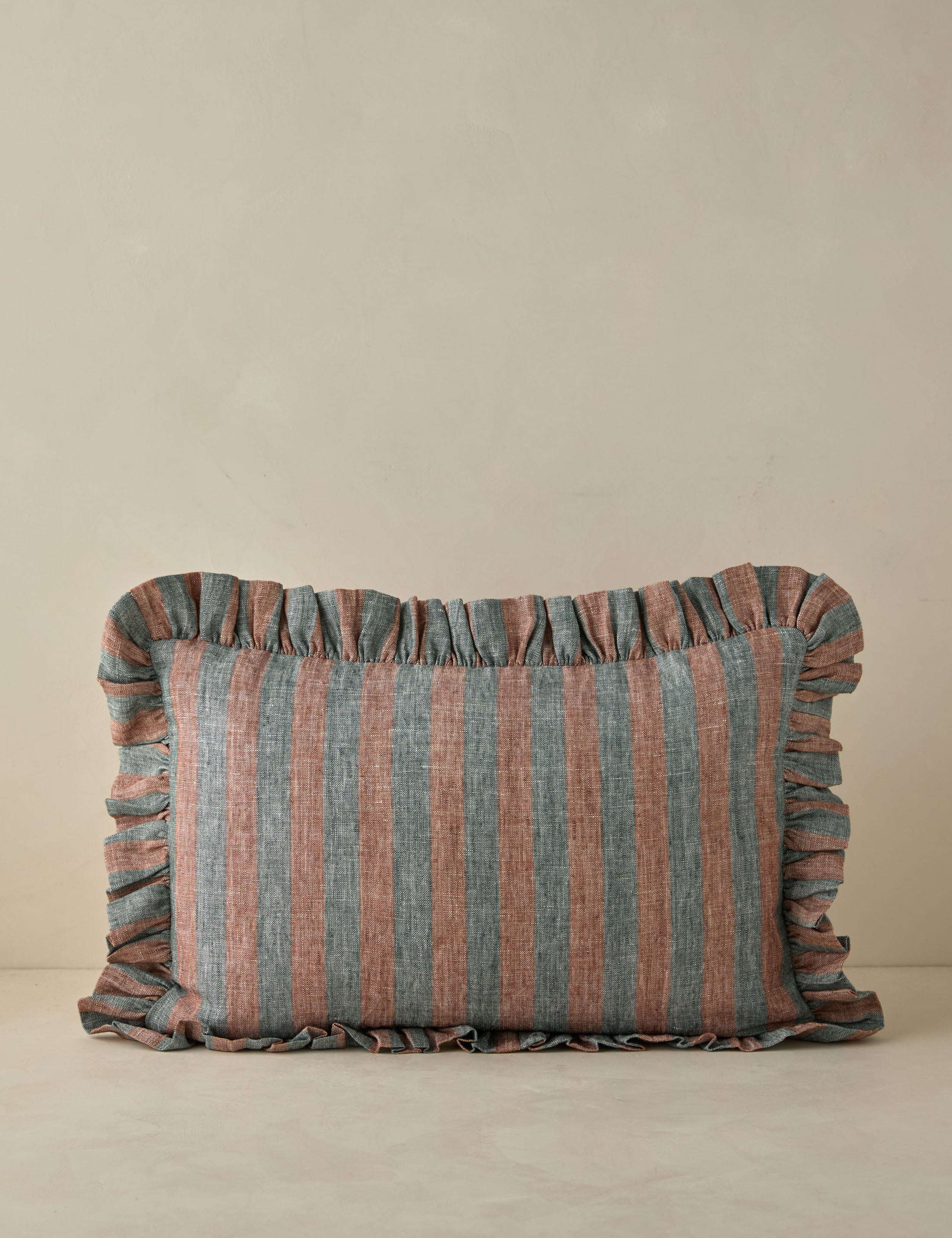 Amaroso Striped Linen Ruffle Pillow