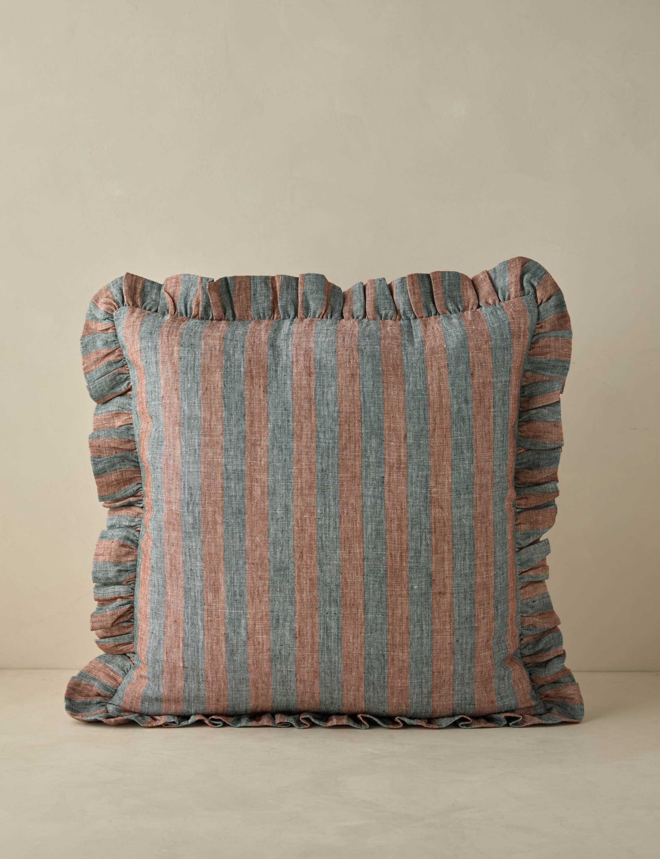 Amaroso Striped Linen Ruffle Pillow