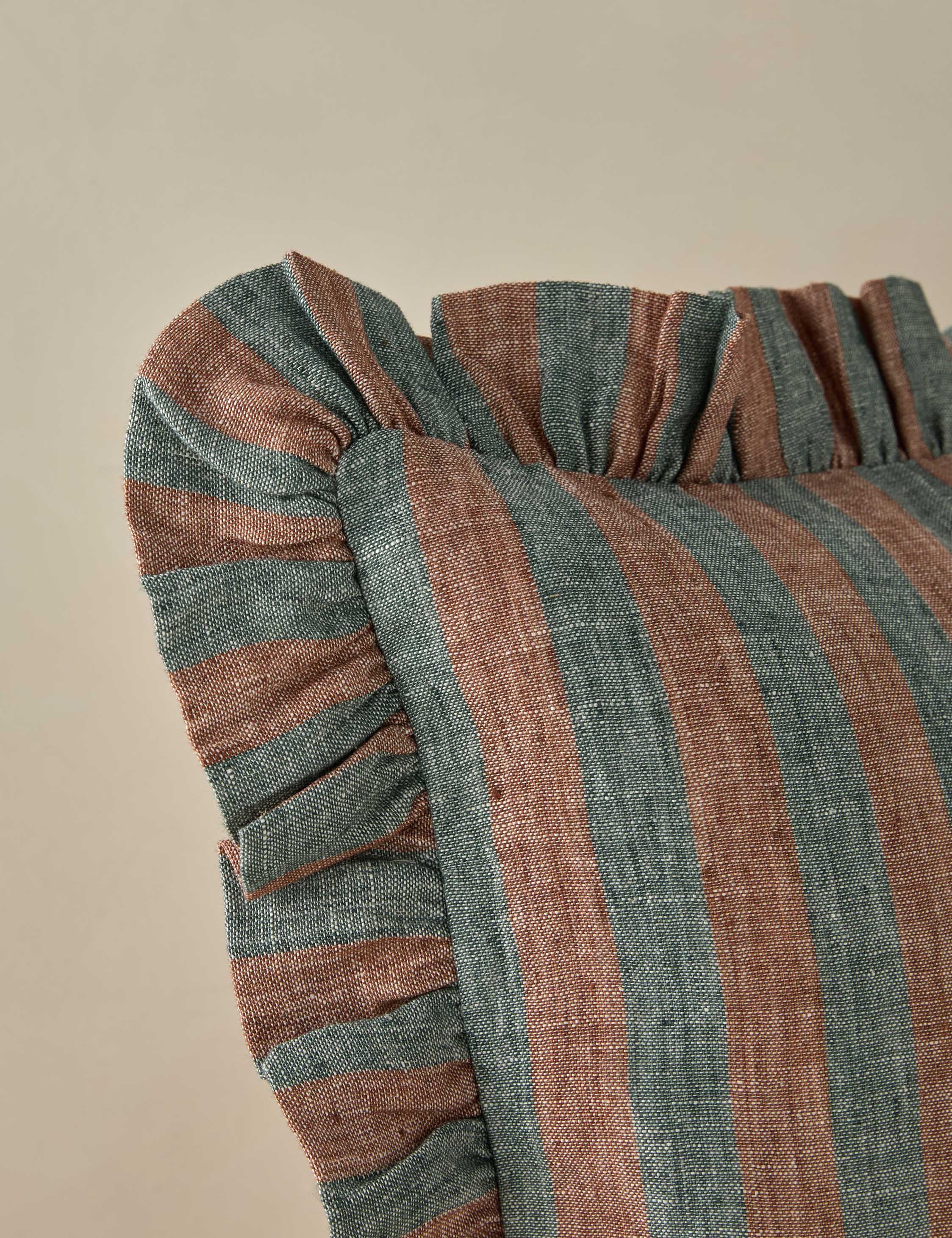 Amaroso Striped Linen Ruffle Pillow