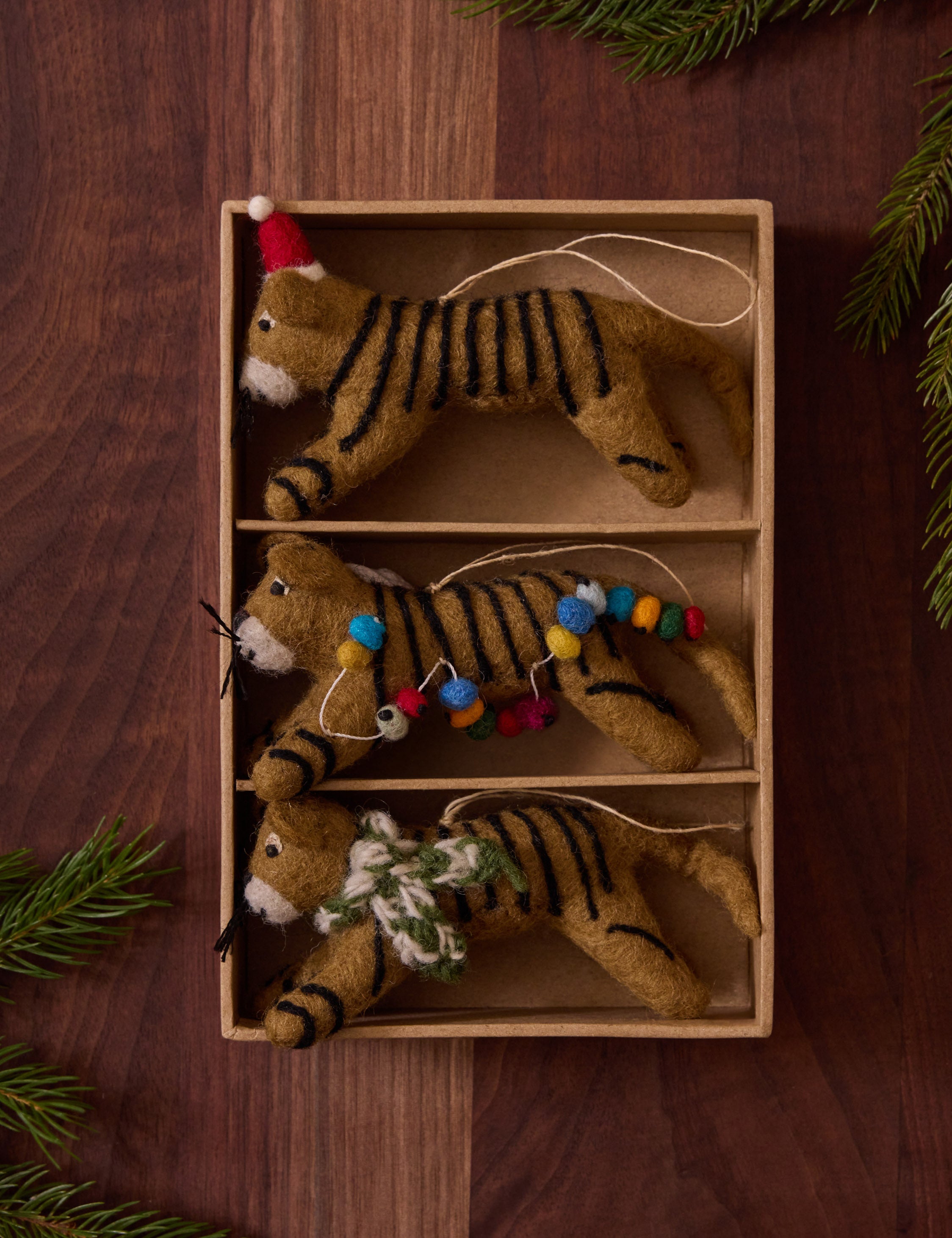 Felt Tiger Ornaments (Set of 3) by Sarah Sherman Samuel
