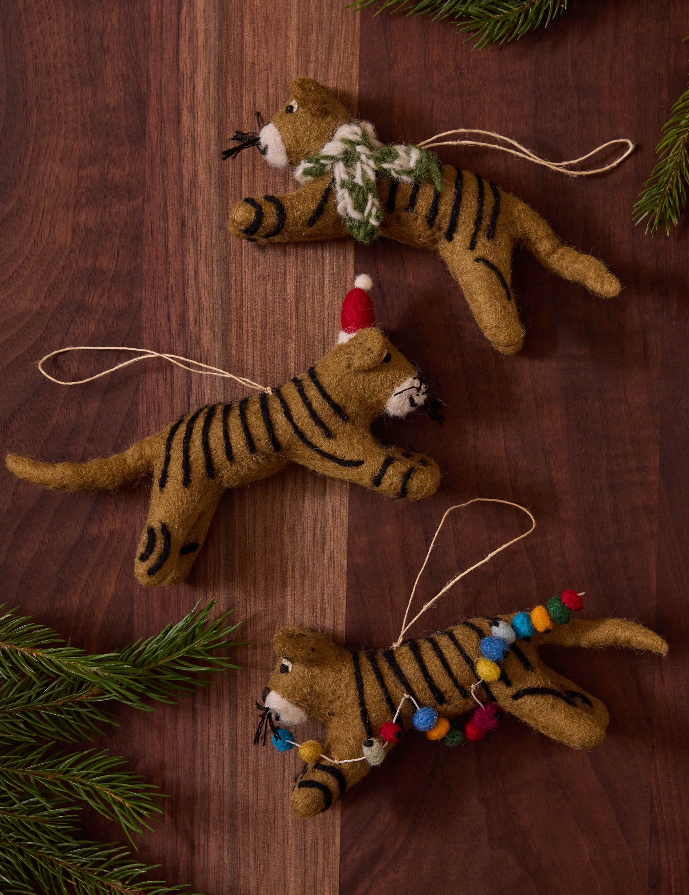 Felt Tiger Ornaments (Set of 3) by Sarah Sherman Samuel