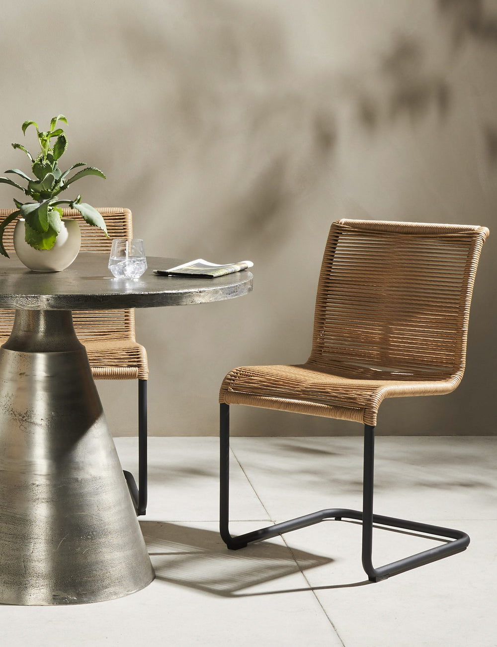 Wally Indoor/Outdoor Iron and Wicker Dining Chair