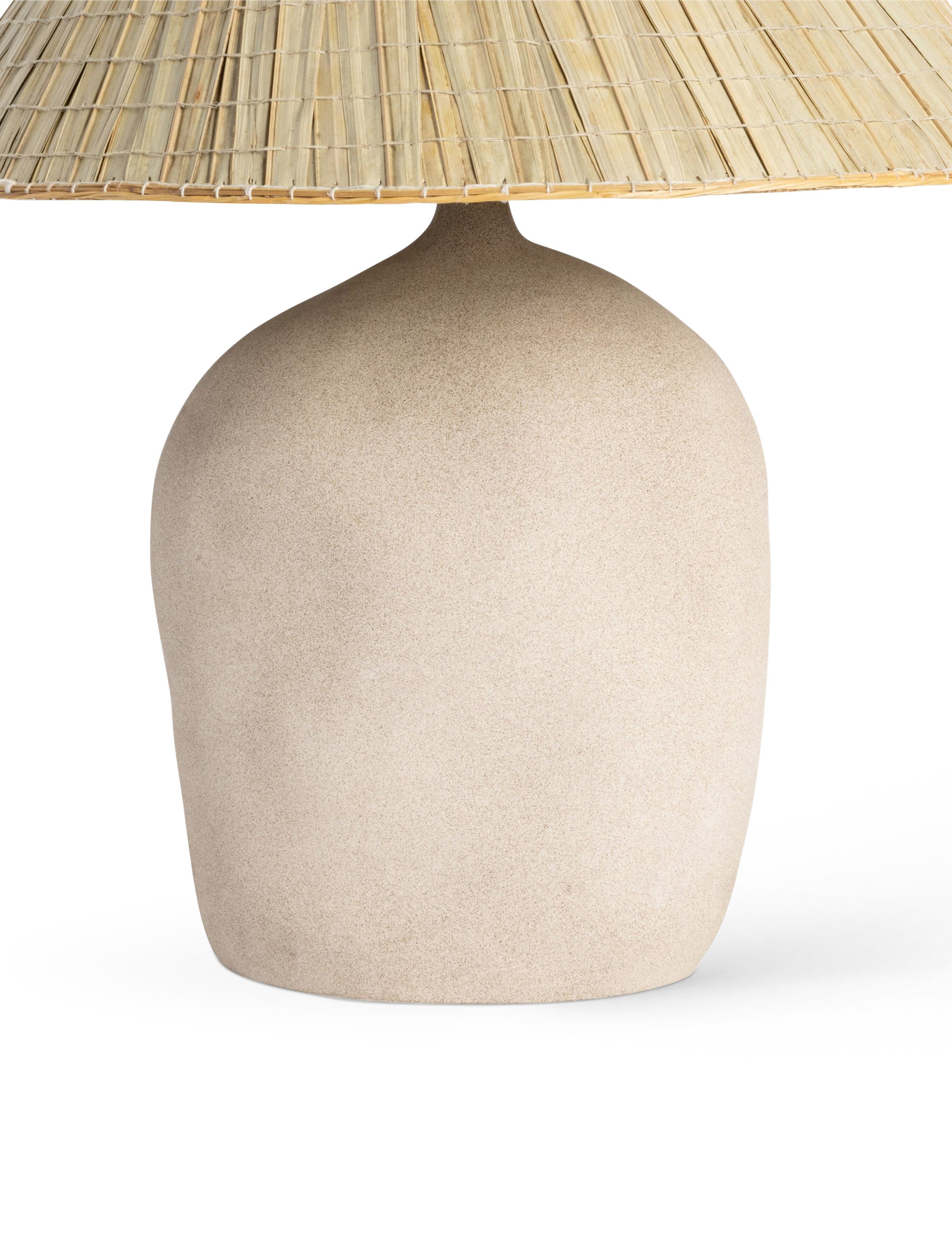 Ertha Neutral Table Lamp With a Woven Palm Shade