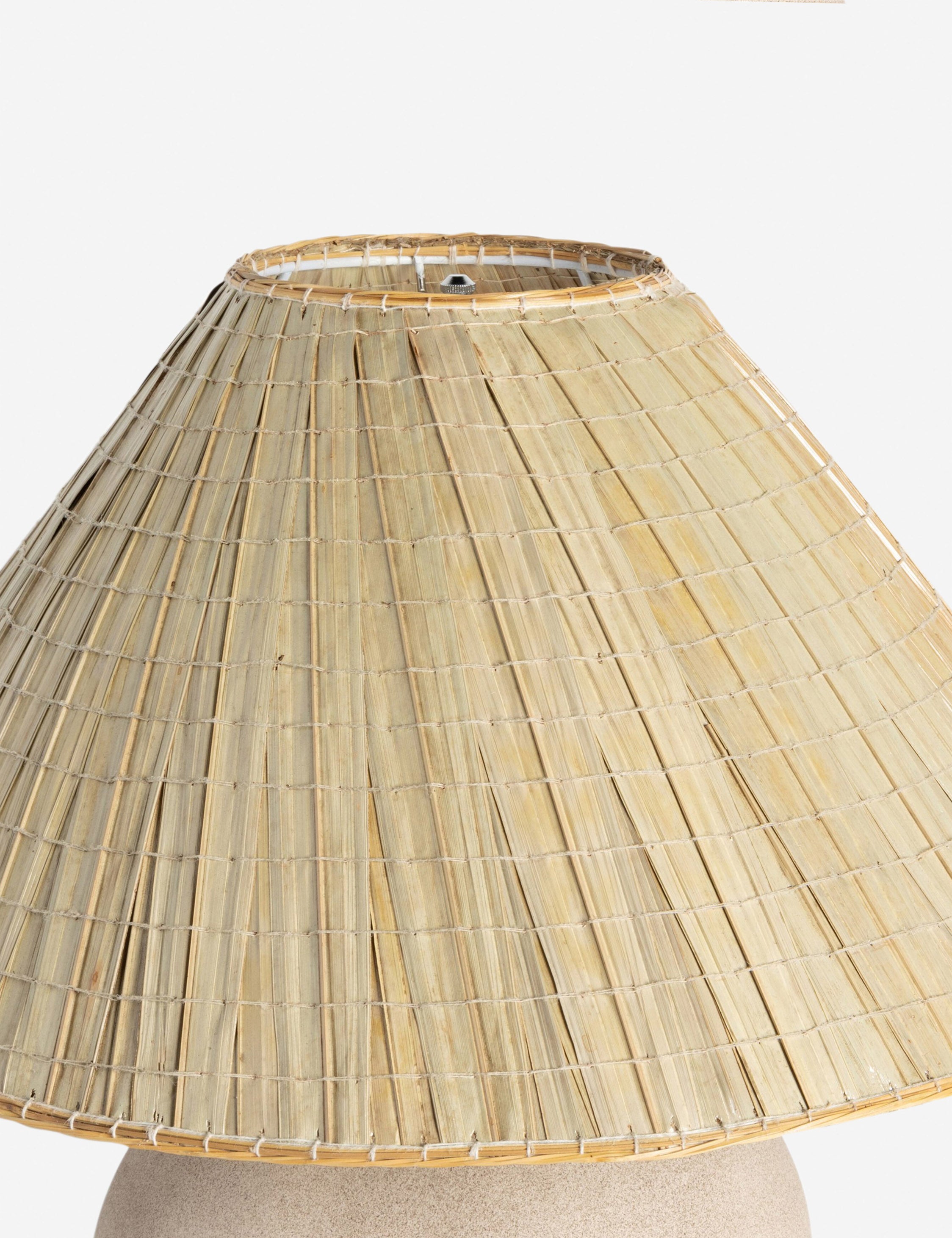 Ertha Neutral Table Lamp With a Woven Palm Shade
