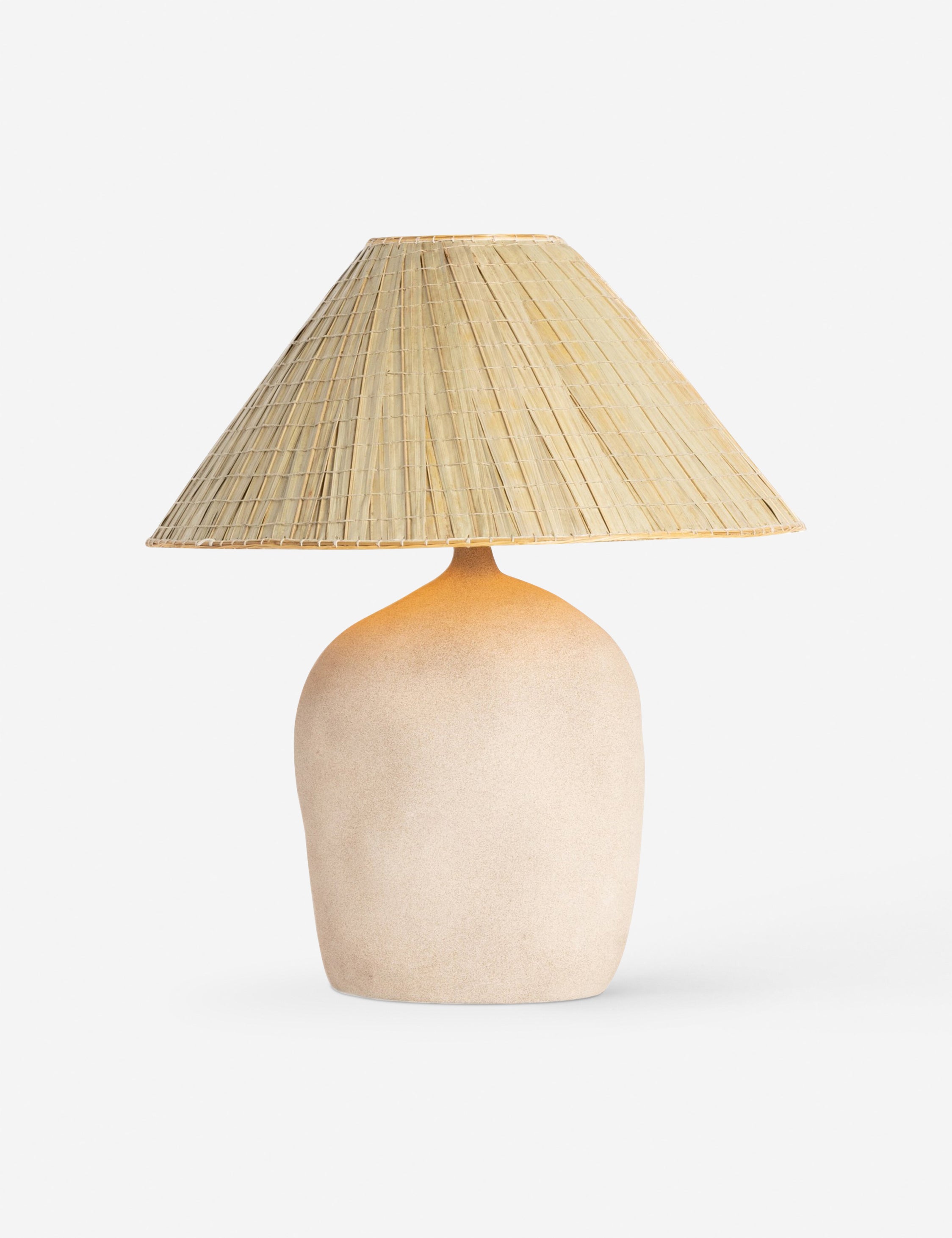 Ertha Neutral Table Lamp With a Woven Palm Shade