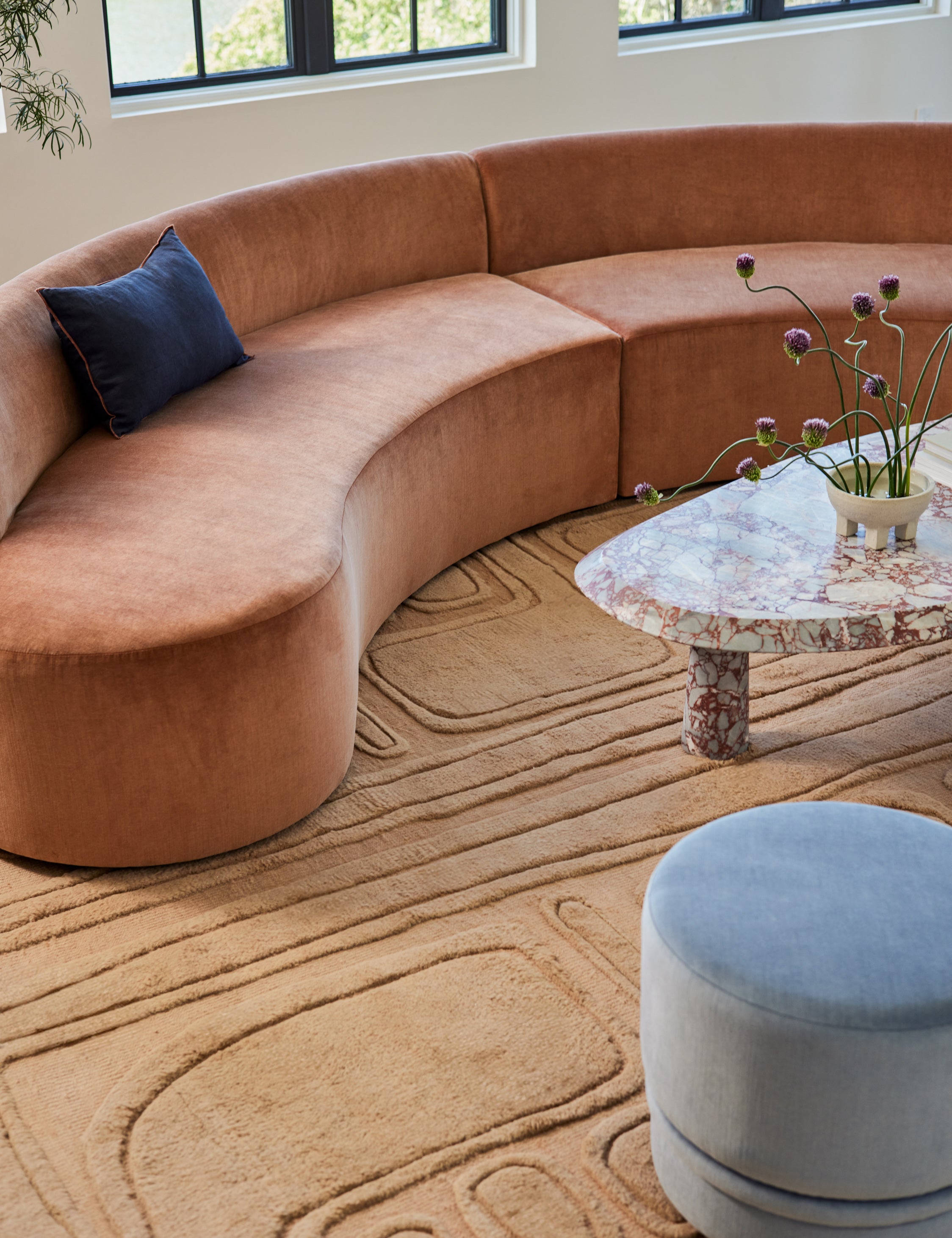 Cara Modern Sculptural Sectional Sofa