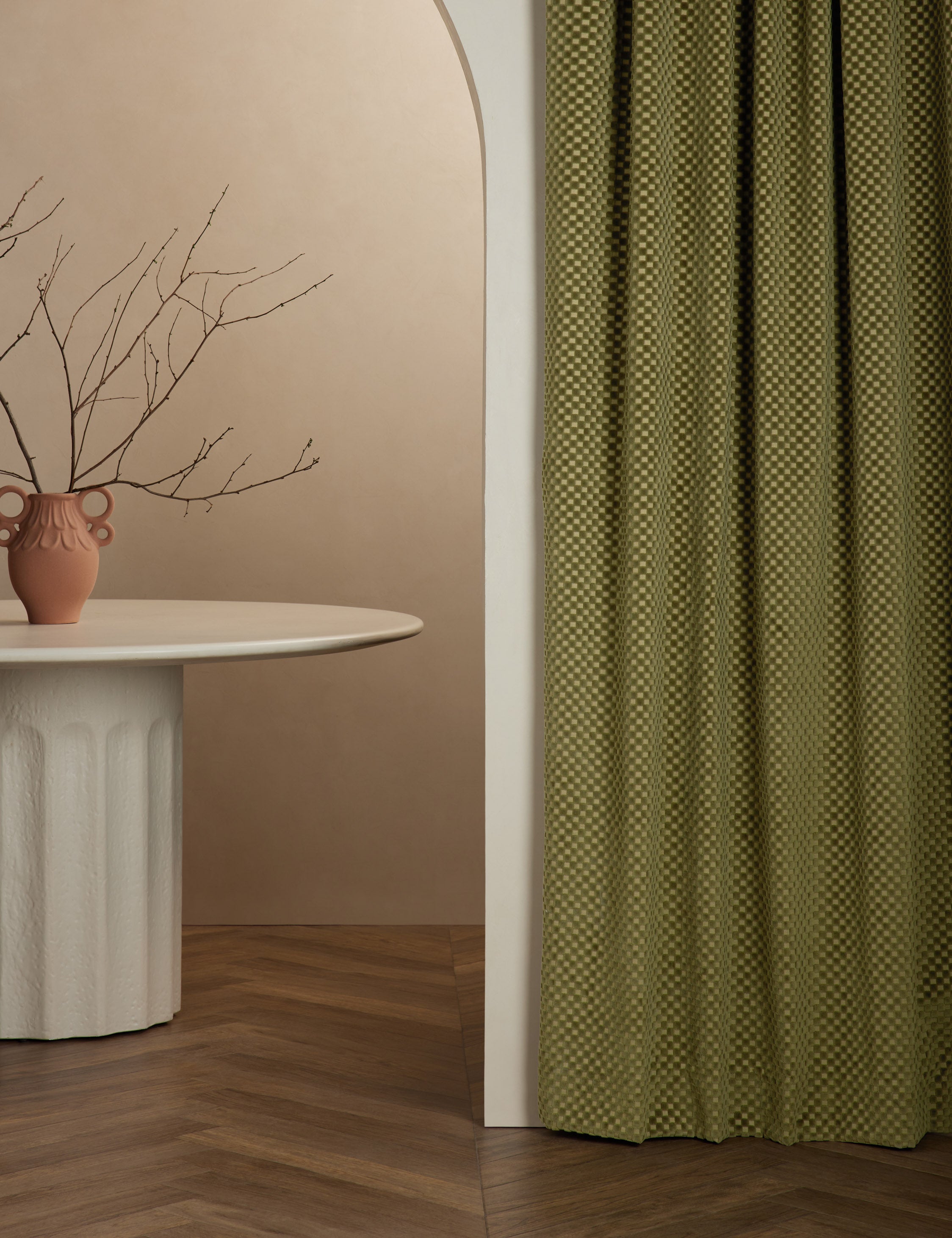 Hi-Lo Checker Velvet Curtain Panel By Sarah Sherman Samuel