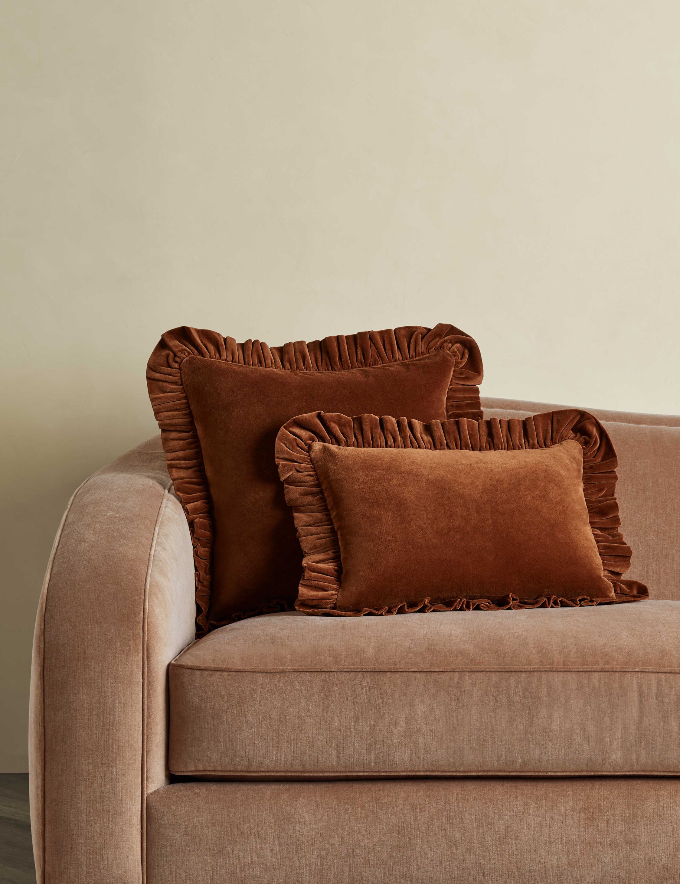 Mauree Ruffled Velvet Pillow