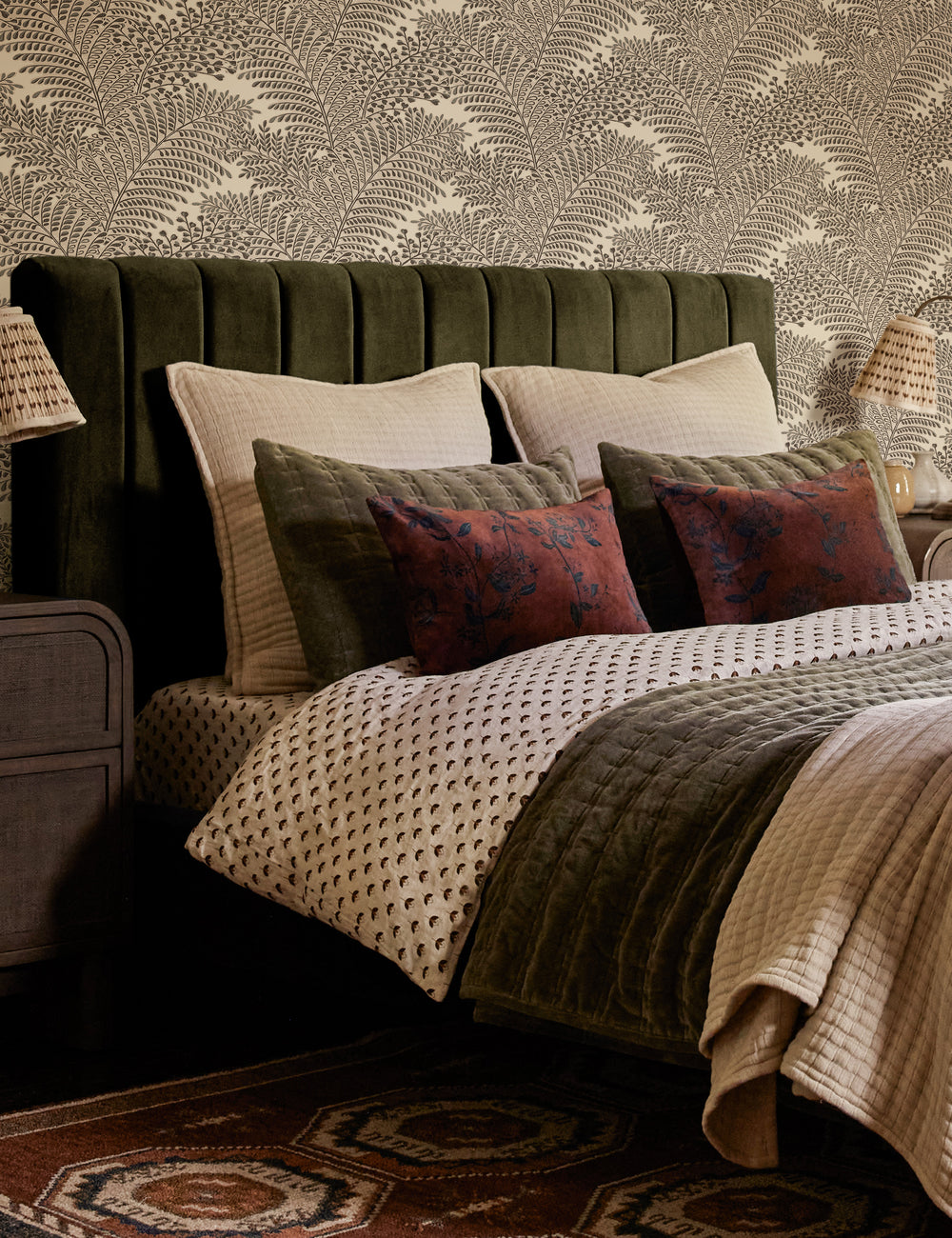 Carmine Velvet Floral Pillow