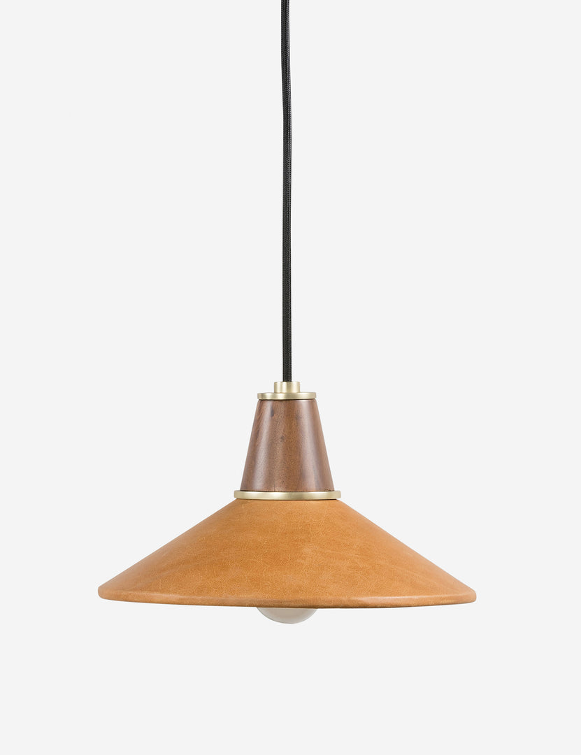Doherty Leather, Wood + Metal Pendant Light