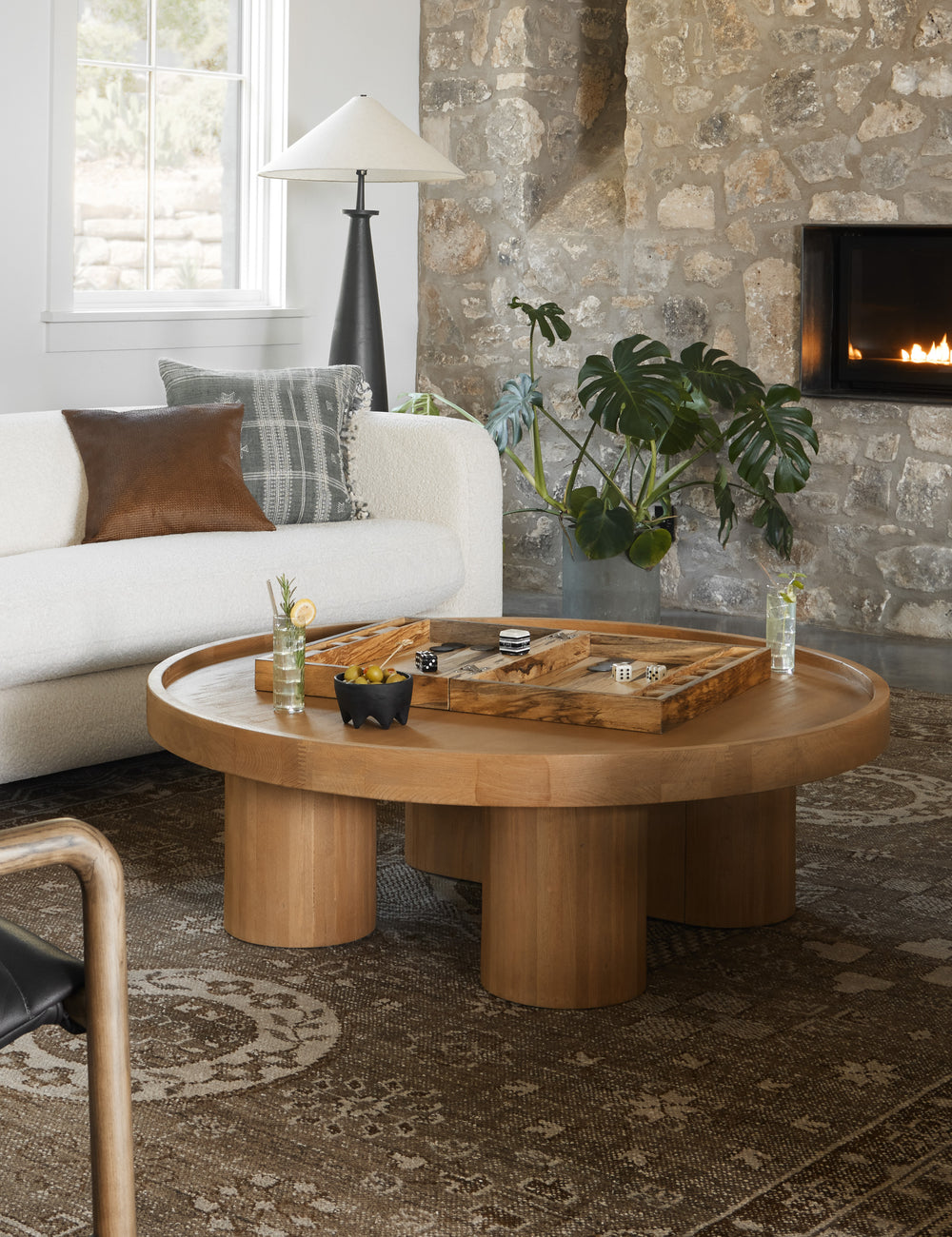 McNamara Sculptural Round Wood Coffee Table