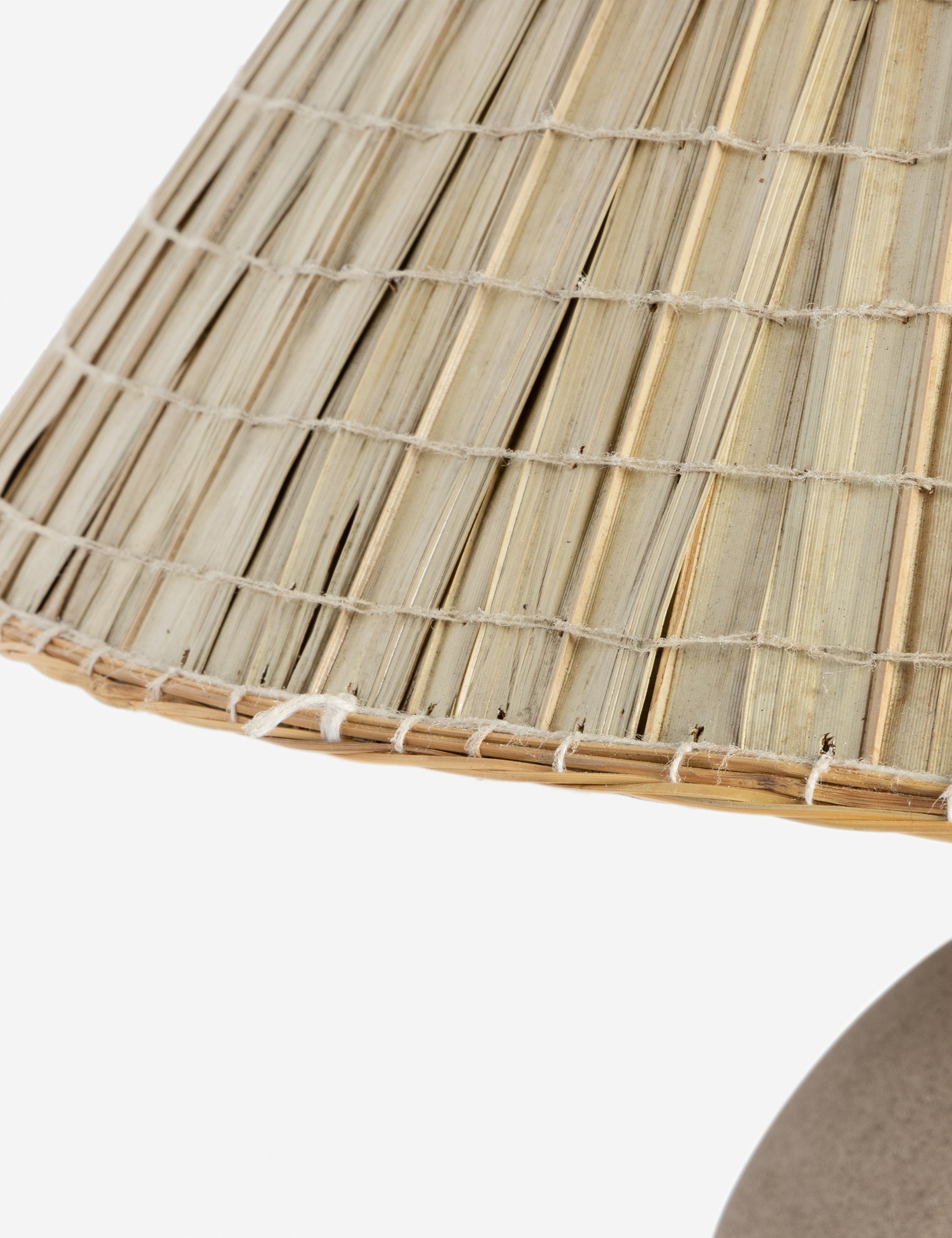 Ertha Neutral Table Lamp With a Woven Palm Shade