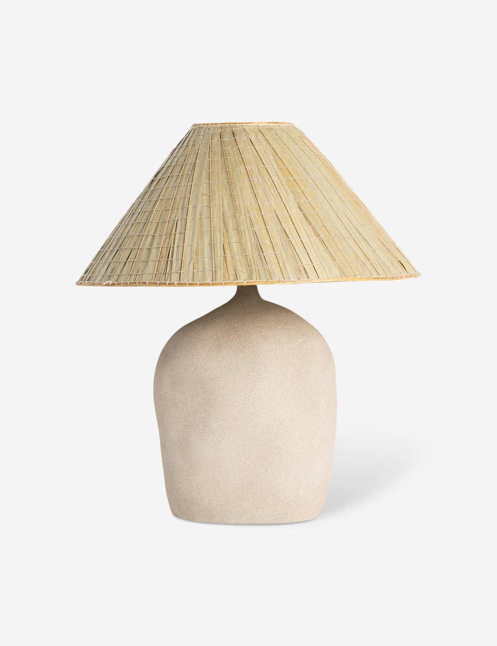 Ertha Neutral Table Lamp With a Woven Palm Shade