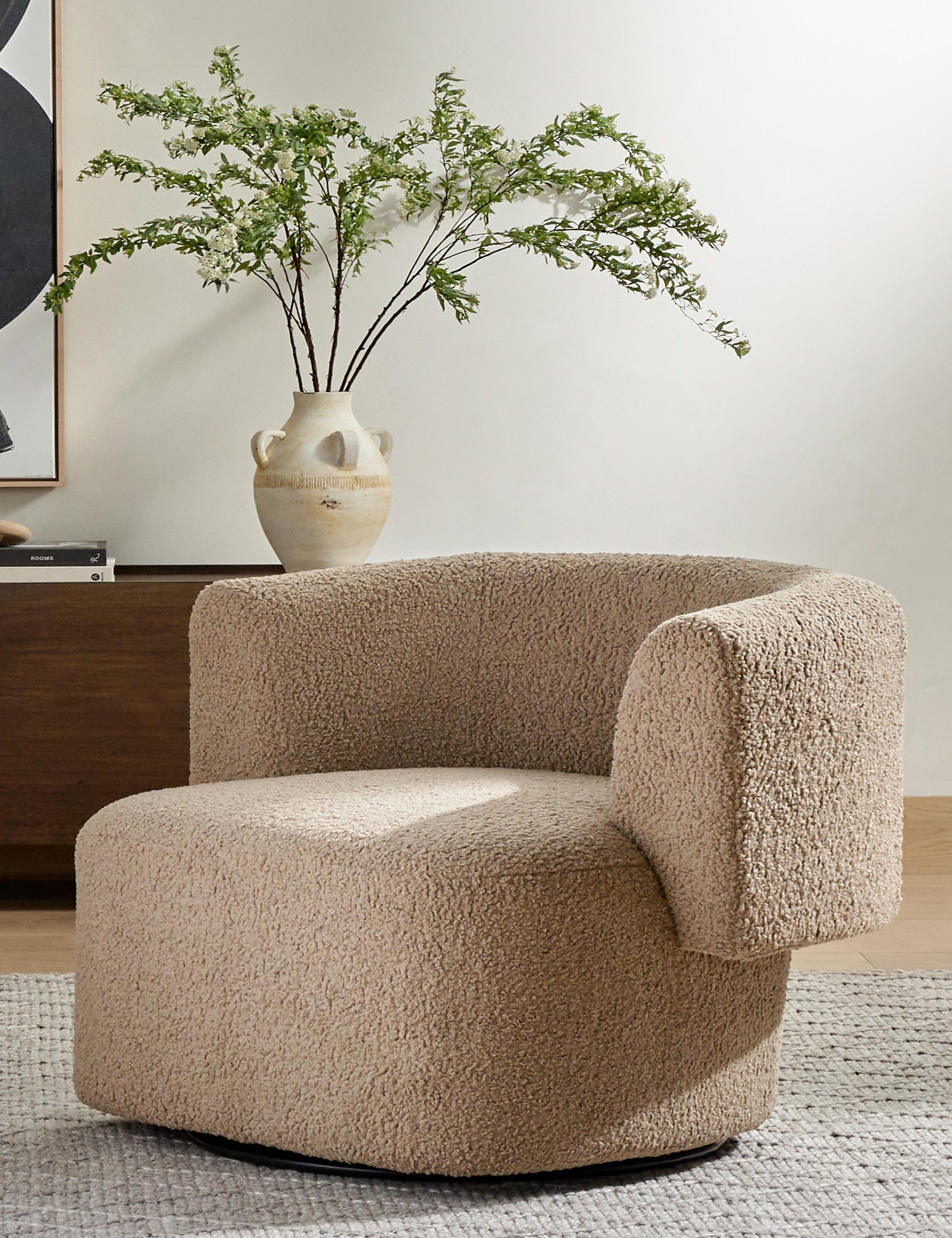 Kelis Performance Boucle Swivel Barrel Chair
