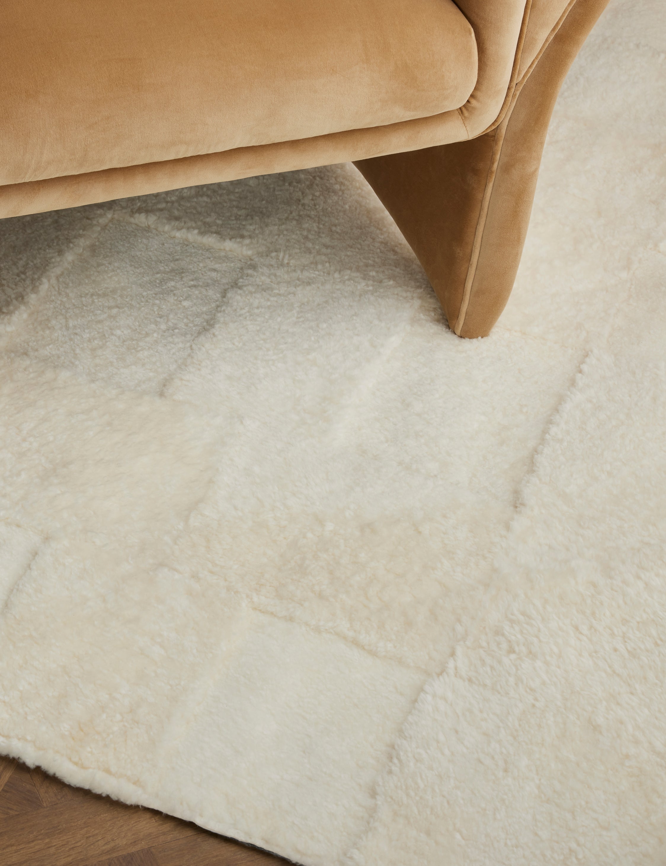 Odom Patchwork Cream Shearling Rug