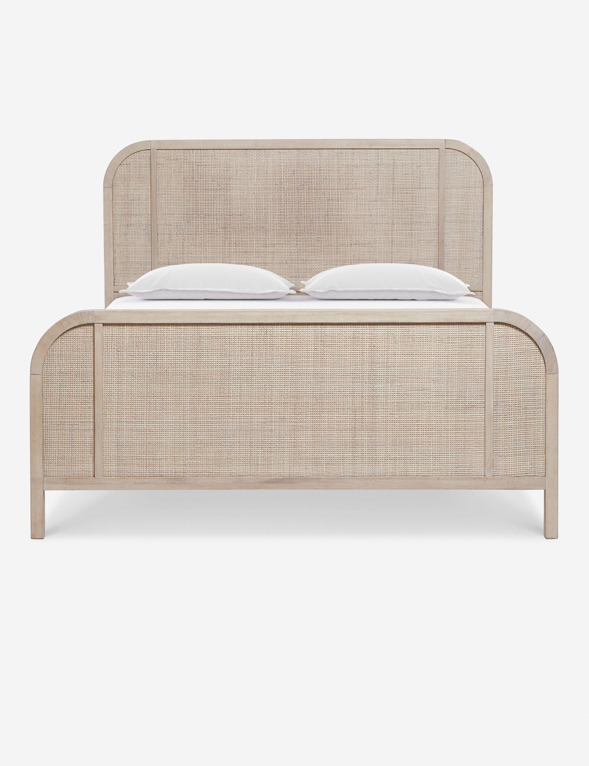 Brooke Whitewashed Oak + Cane Platform Bed