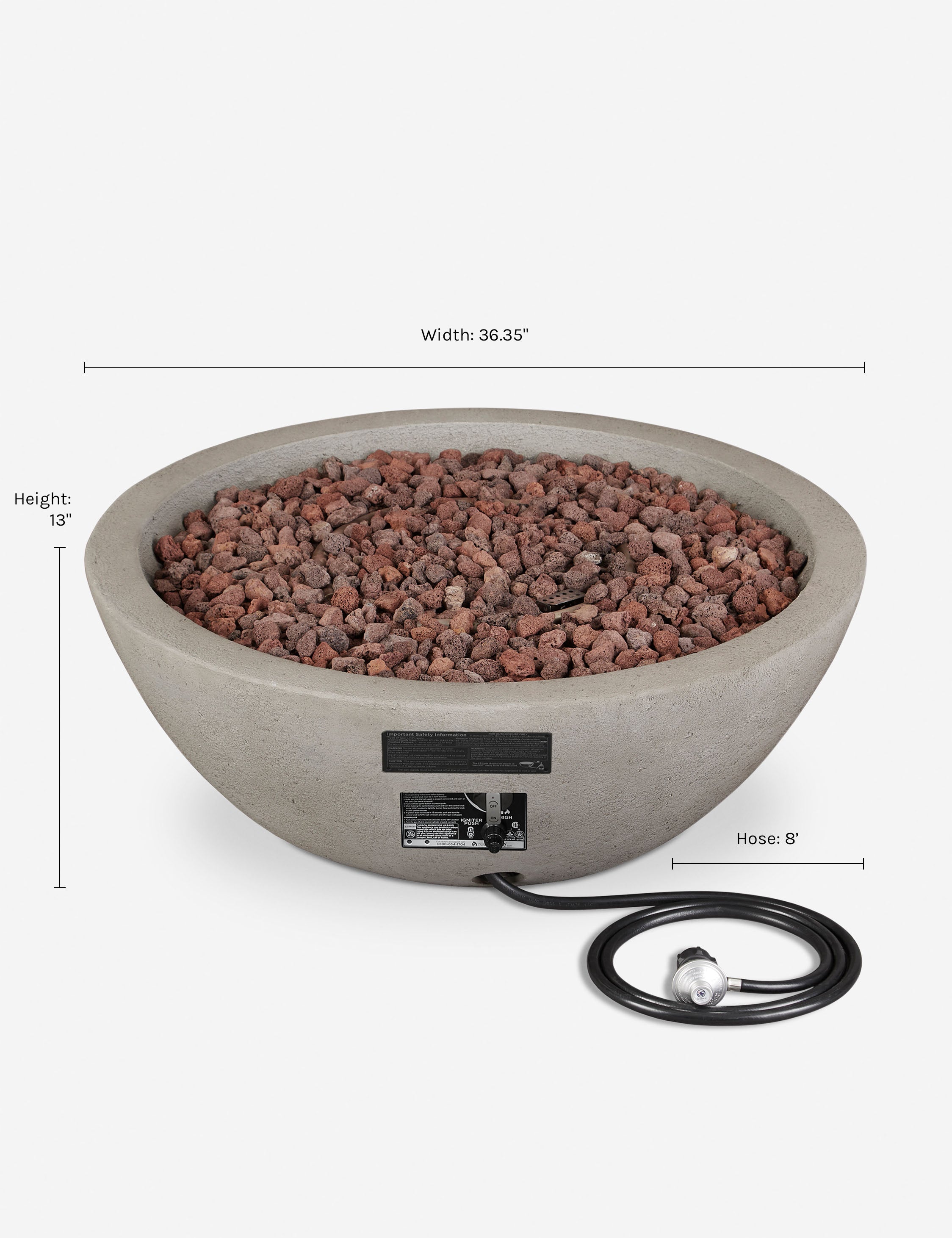 Fernanda Concrete Push-Button Fire Bowl