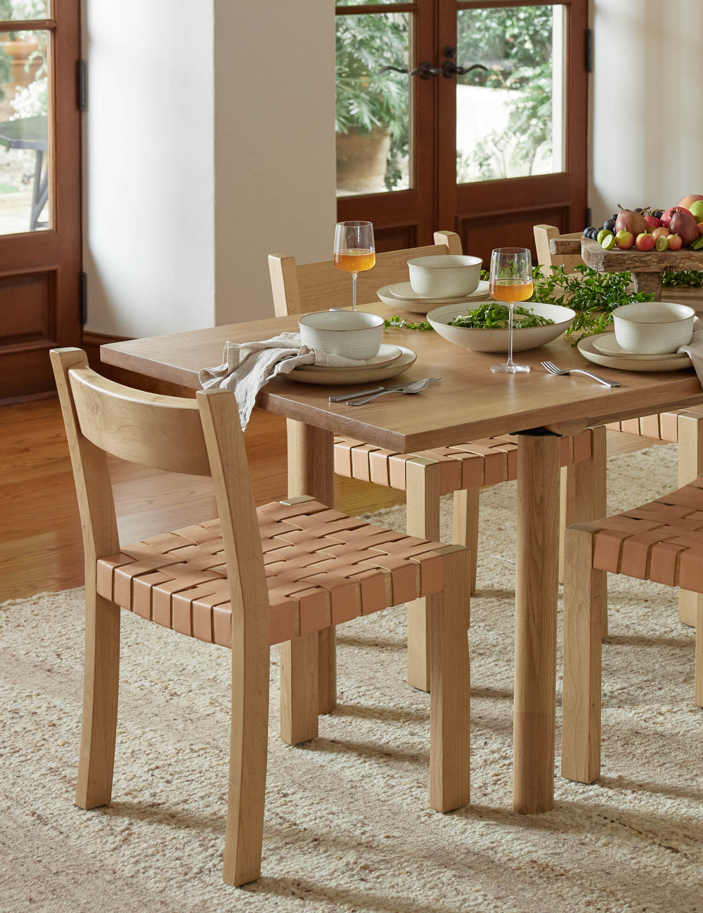 Vix Woven Leather Stackable Dining Chair - Set of 2