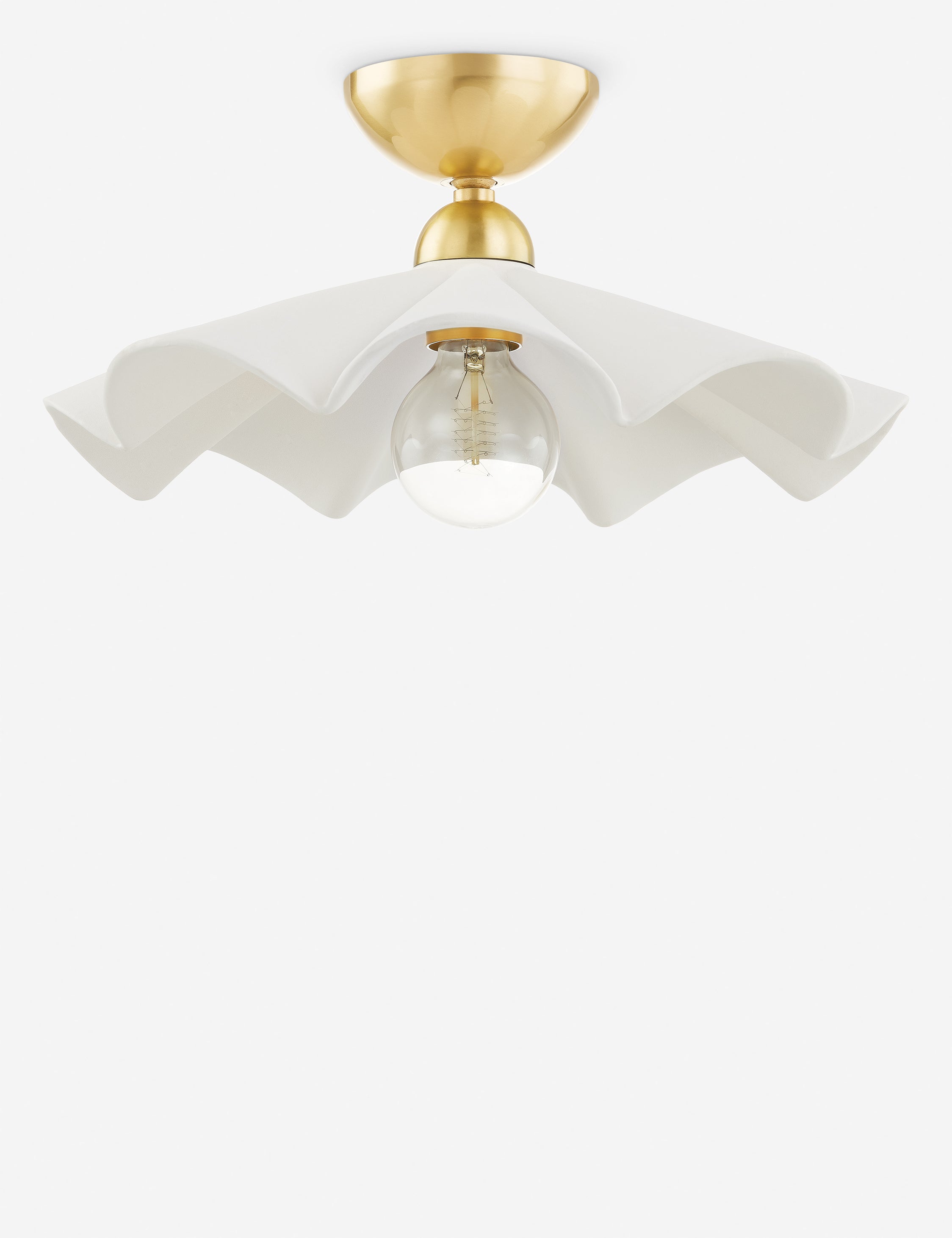 Heidi Ceramic Ruffle + Brass Pendant Light