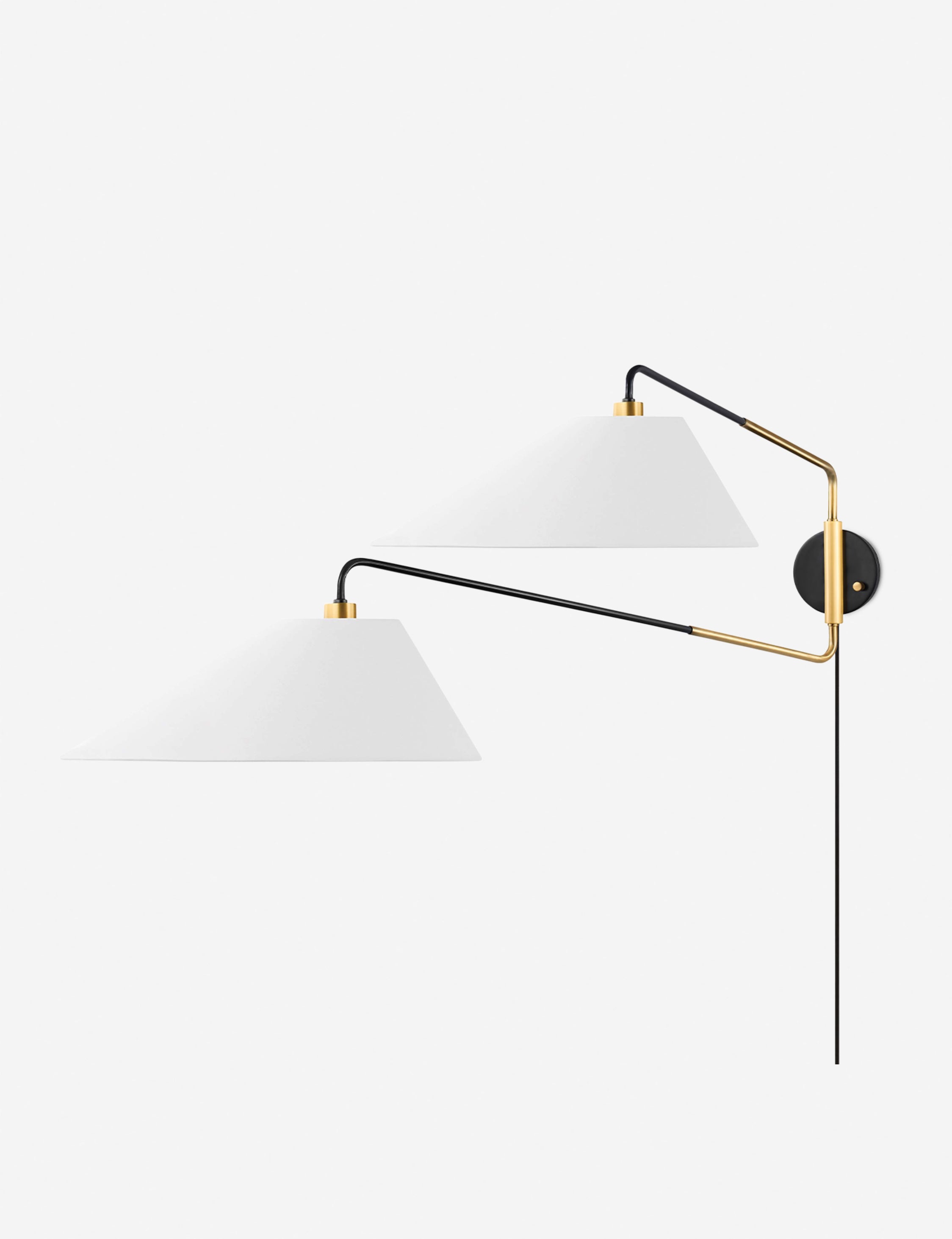 Tuen Black + Brass Plug-In Wall Sconce