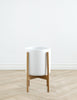 Ceramic Planter Pot + Teak Stand by LBE Design