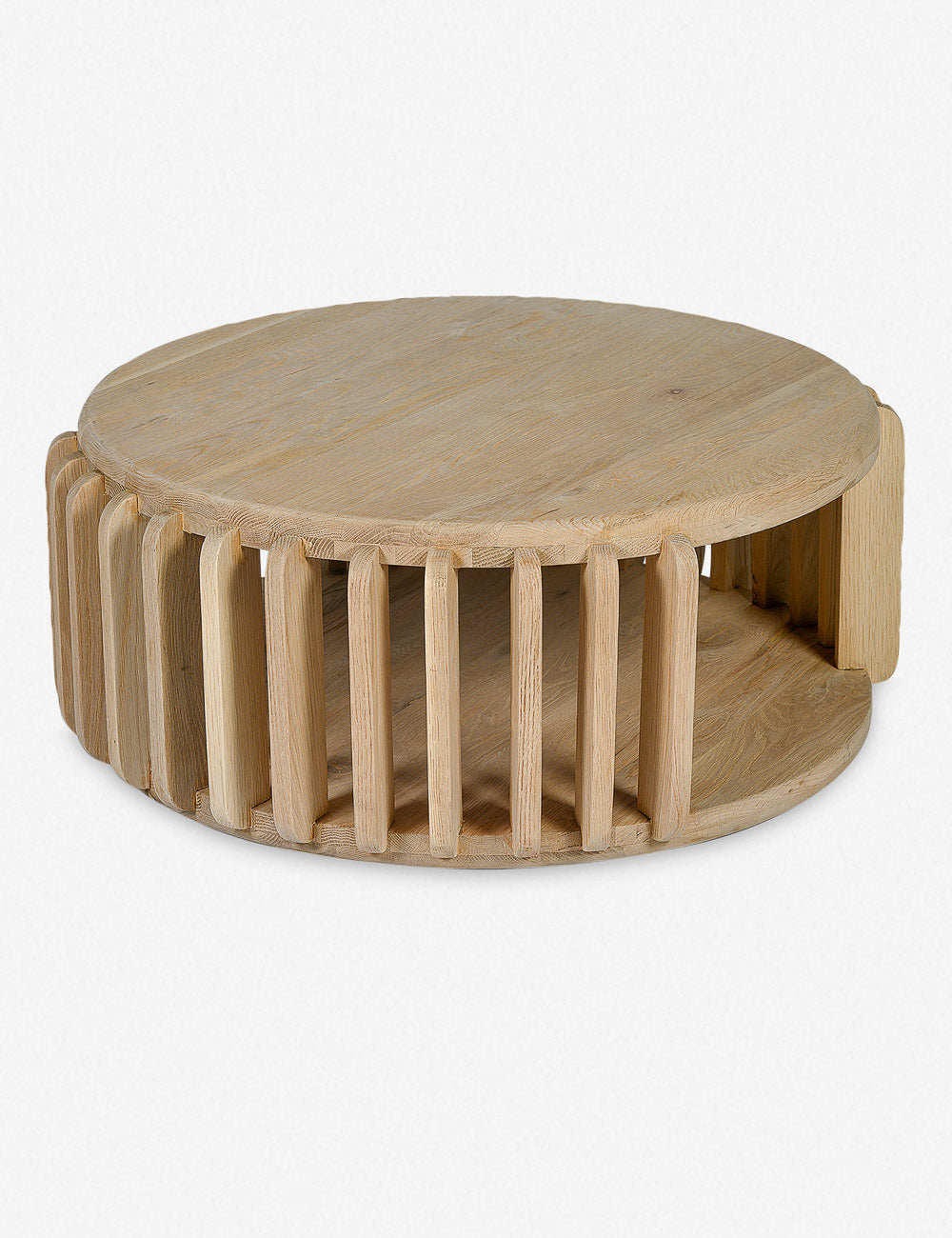 Jrue Round Slatted Oak Coffee Table