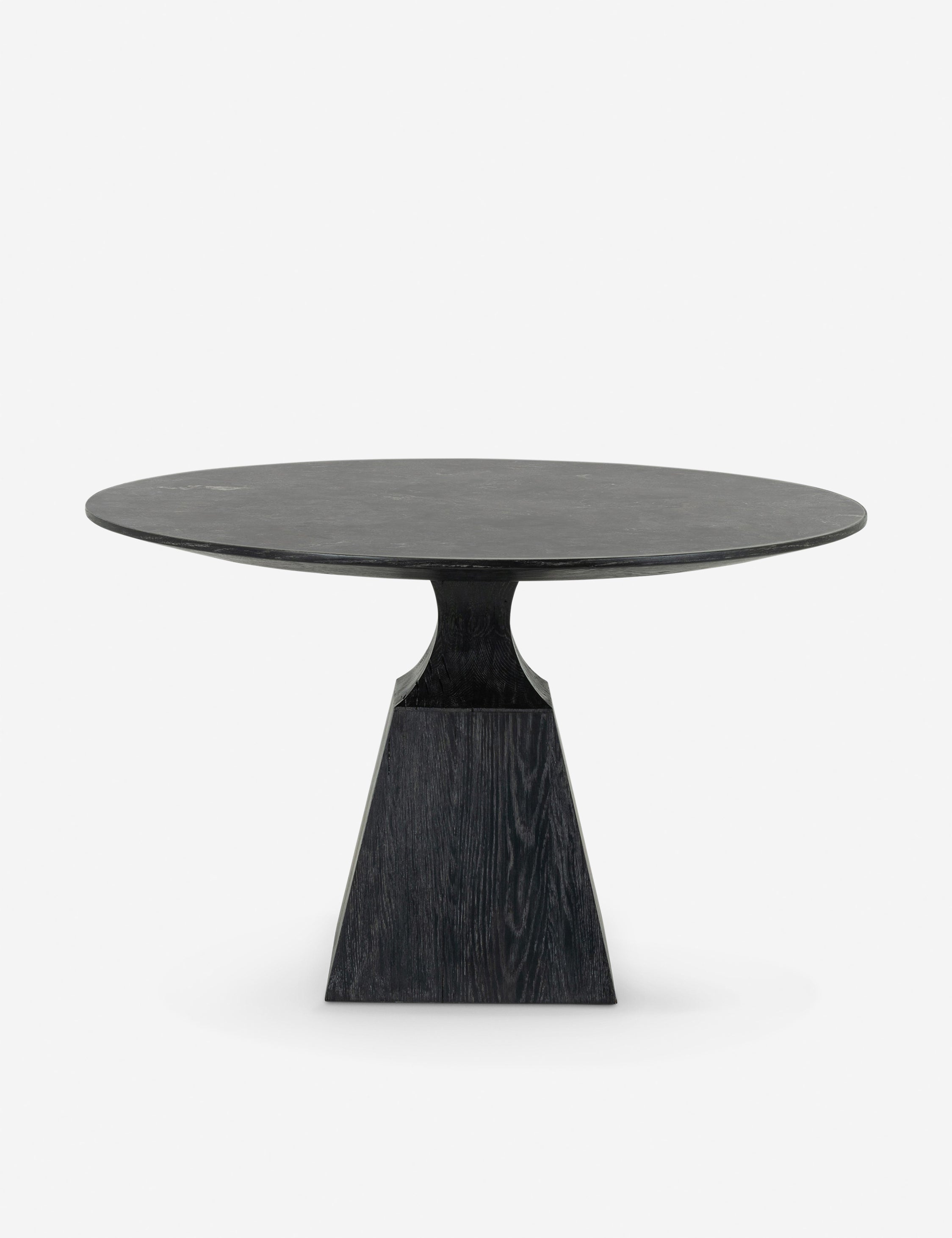 Shanay Black Wood + Stone Round Dining Table
