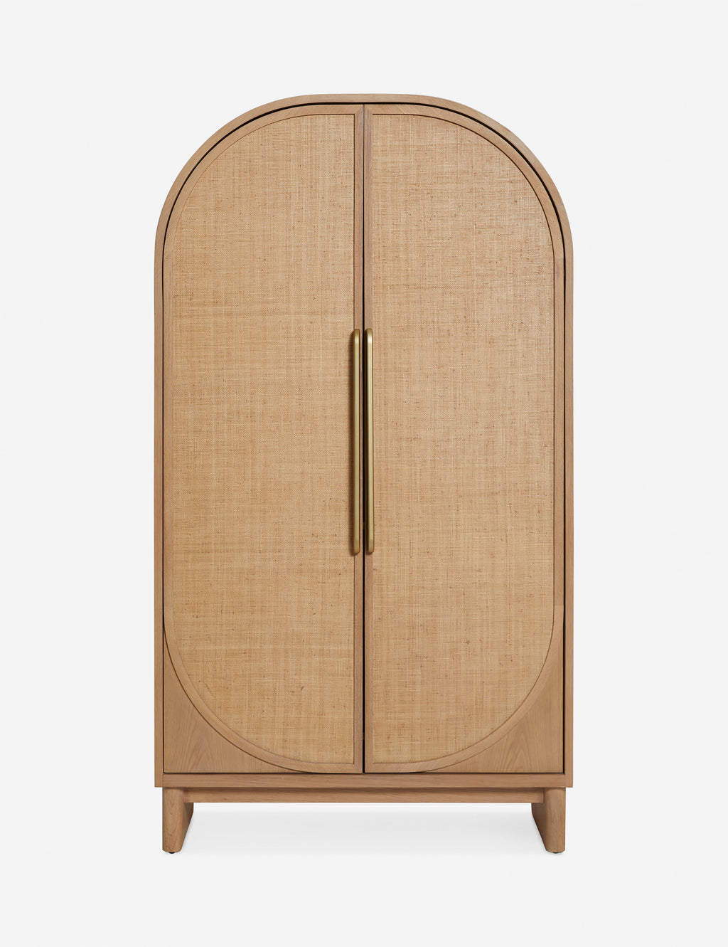 Suzette Rounded Oak Cabinet With Grasscloth Doors