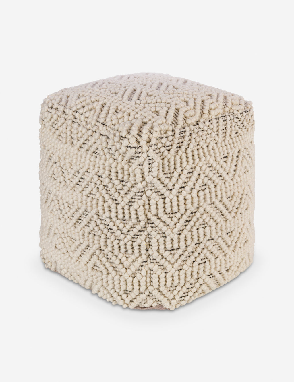 Courtney Neutral Geometric Square Pouf Ottoman