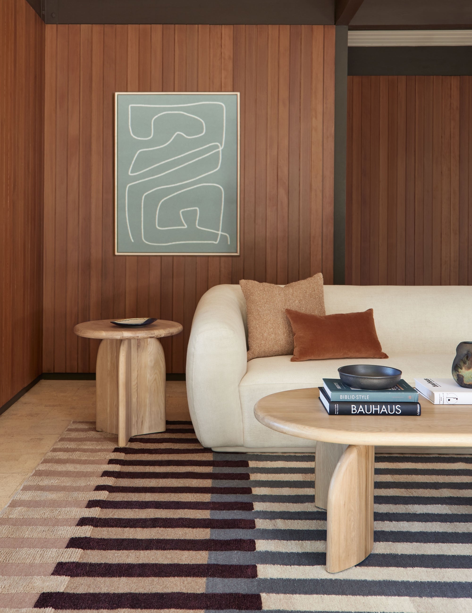 Otti Neutral Striped Wool Area Rug